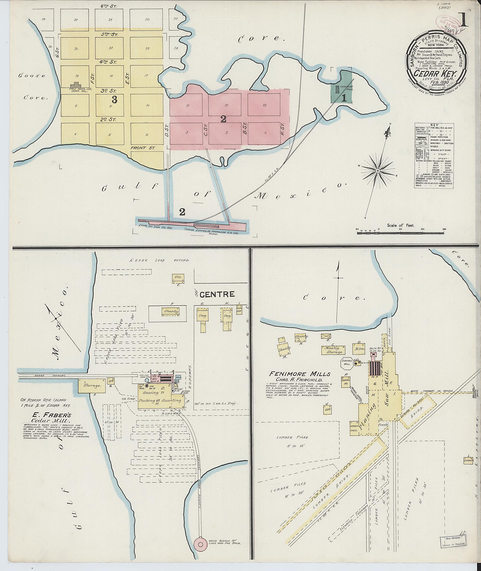Old Map of Cedar Key, Levy County, Florida [1890] Cedar Key, Levy County, Florida – Relic Map Co.