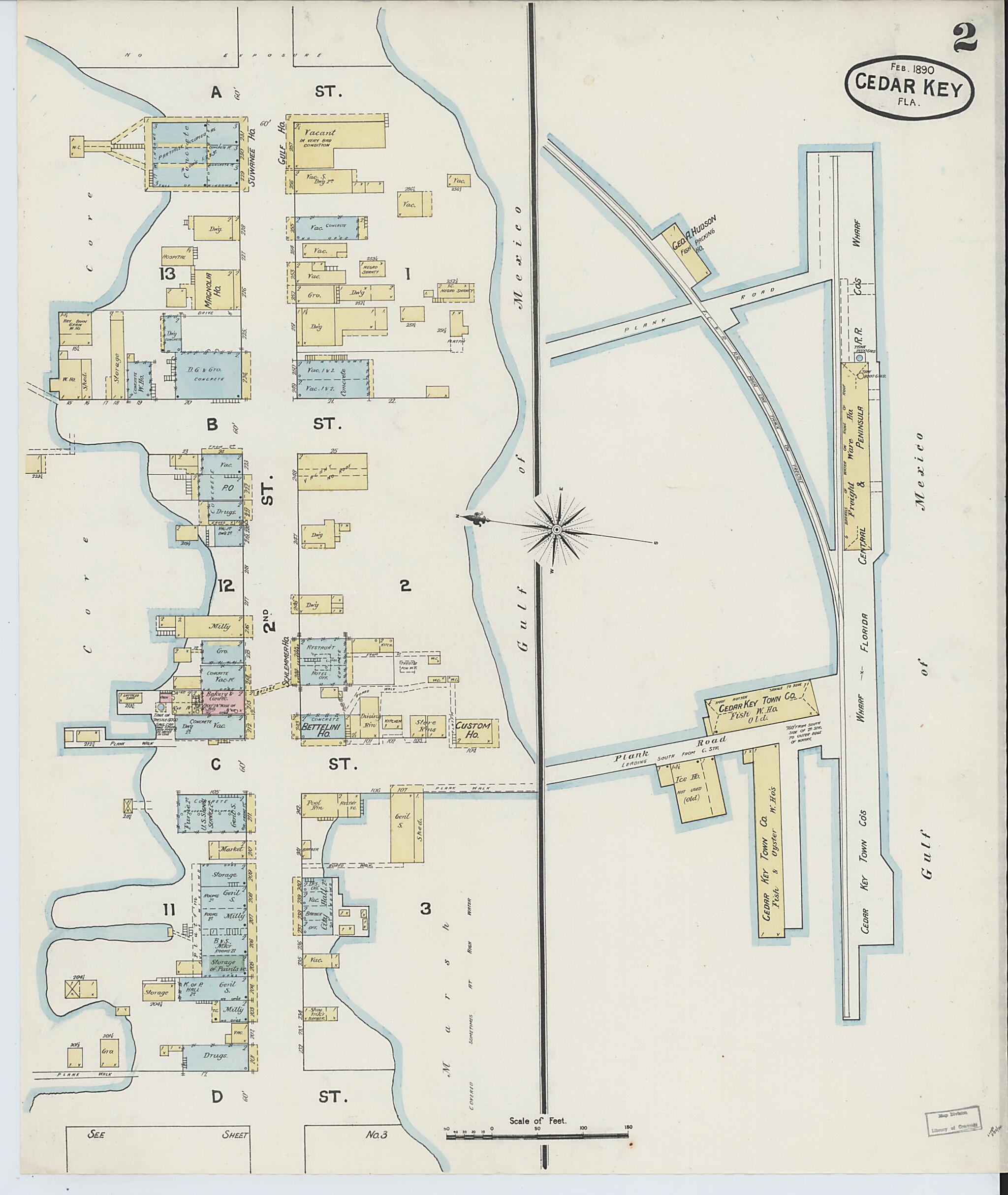 Old Map of Cedar Key, Levy County, Florida [1890] Cedar Key, Levy County, Florida – Relic Map Co.