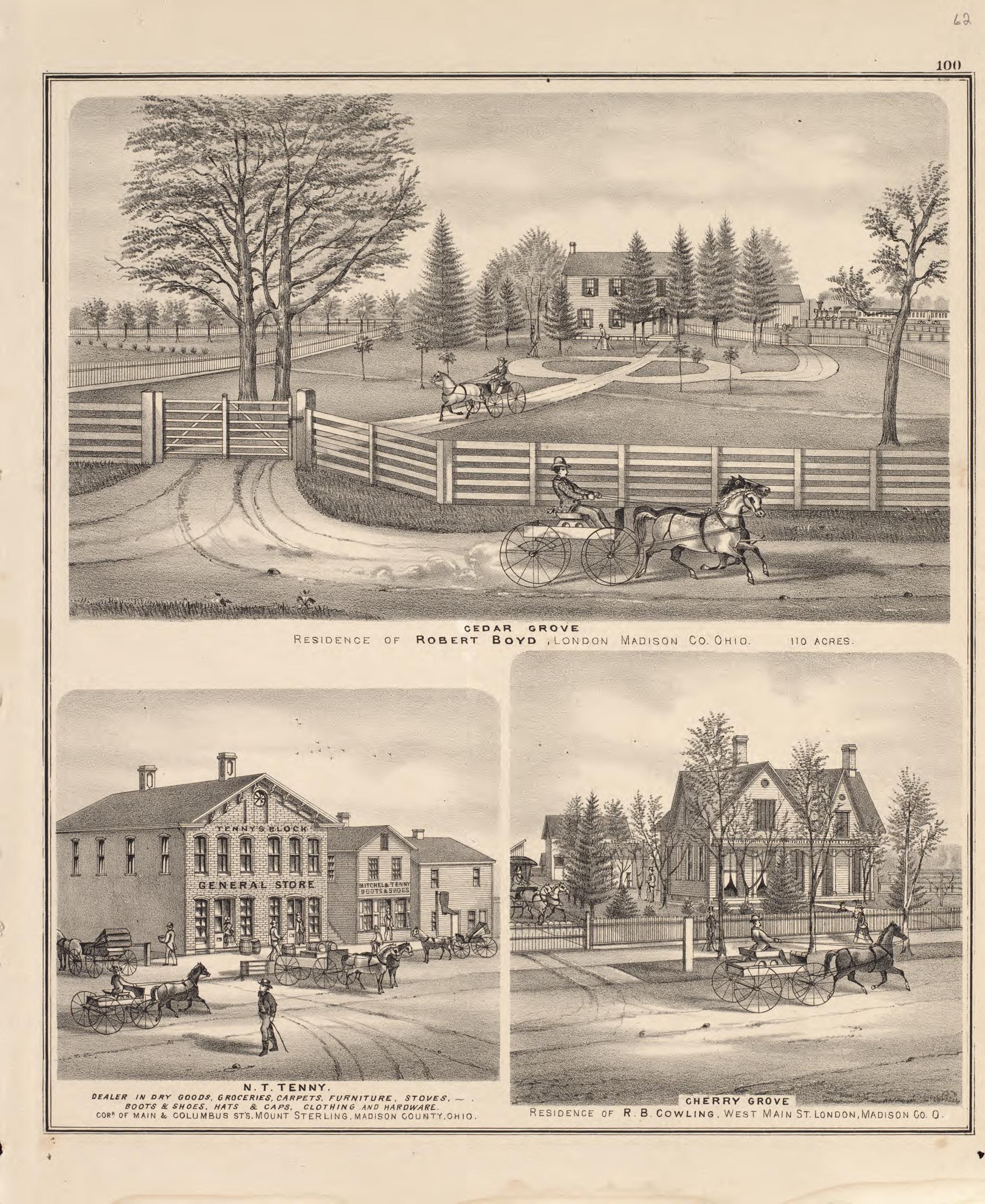 Old Map of , Ohio, Madison County [1875] 3 Views of Property – Relic ...