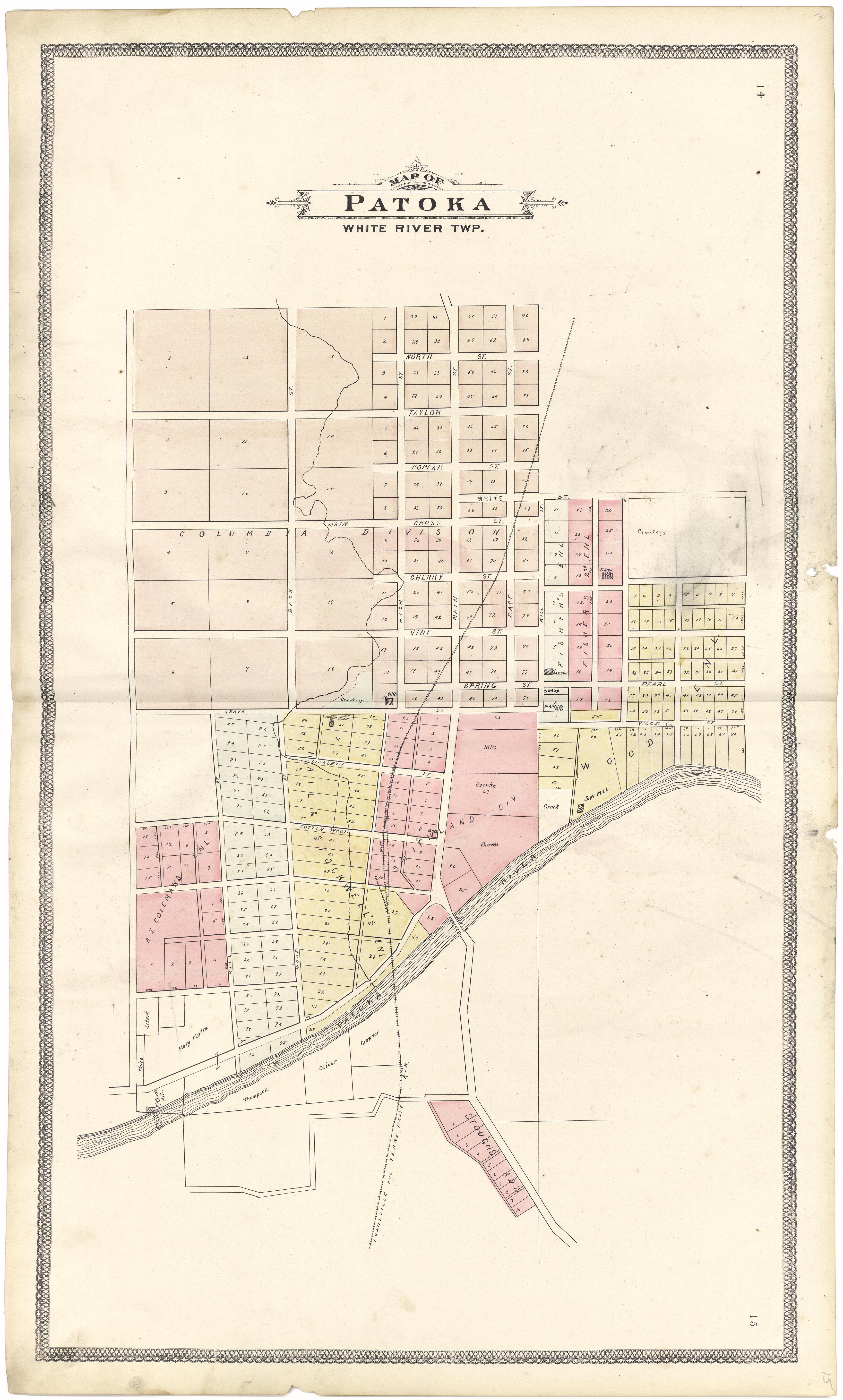 Old Map of , Gibson County, Indiana [1899] Map of Patoka – Relic Map Co.