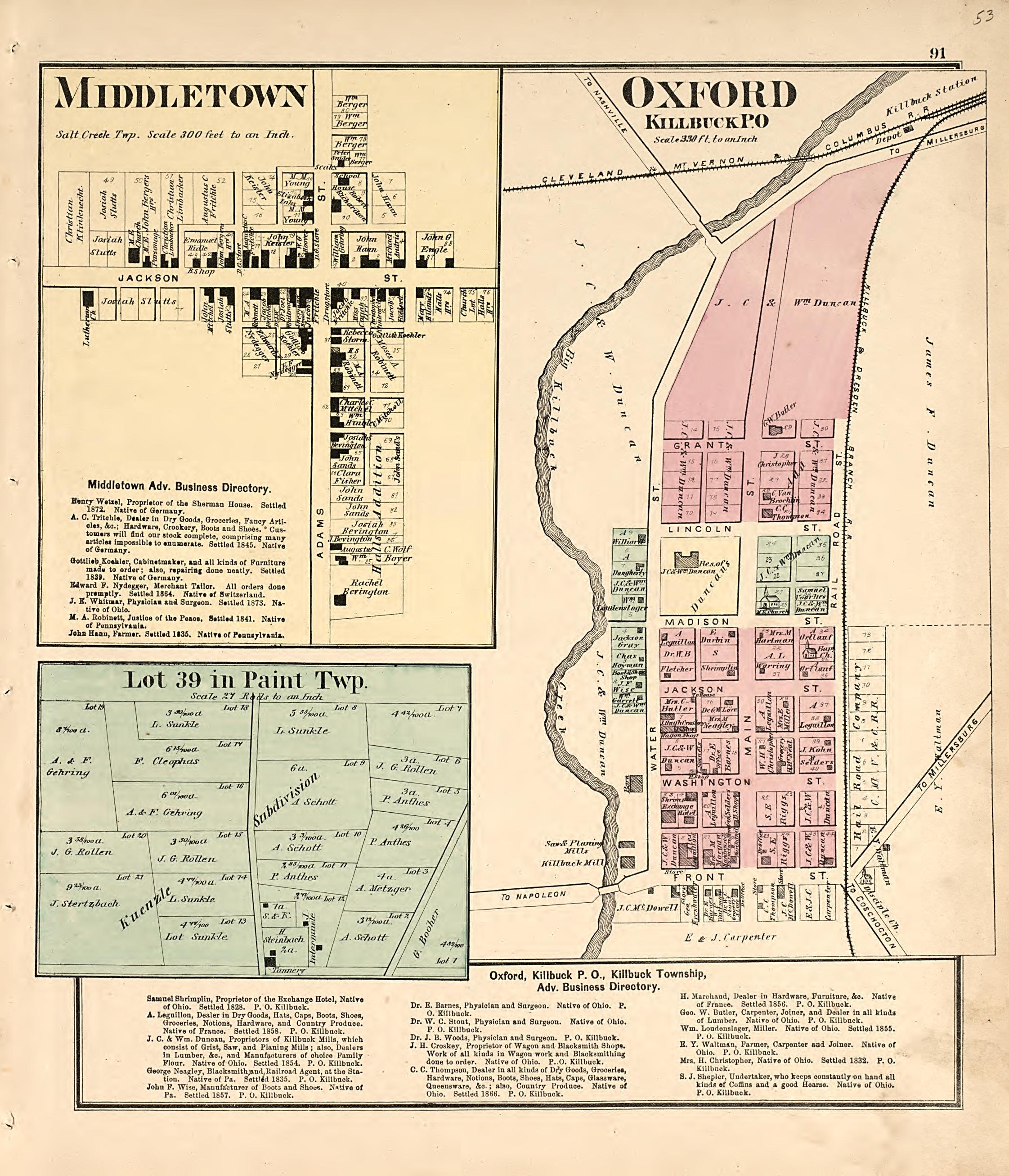 Old Map of , Holmes County, Ohio [1875] Middleton - Oxford - Lot 39 In ...