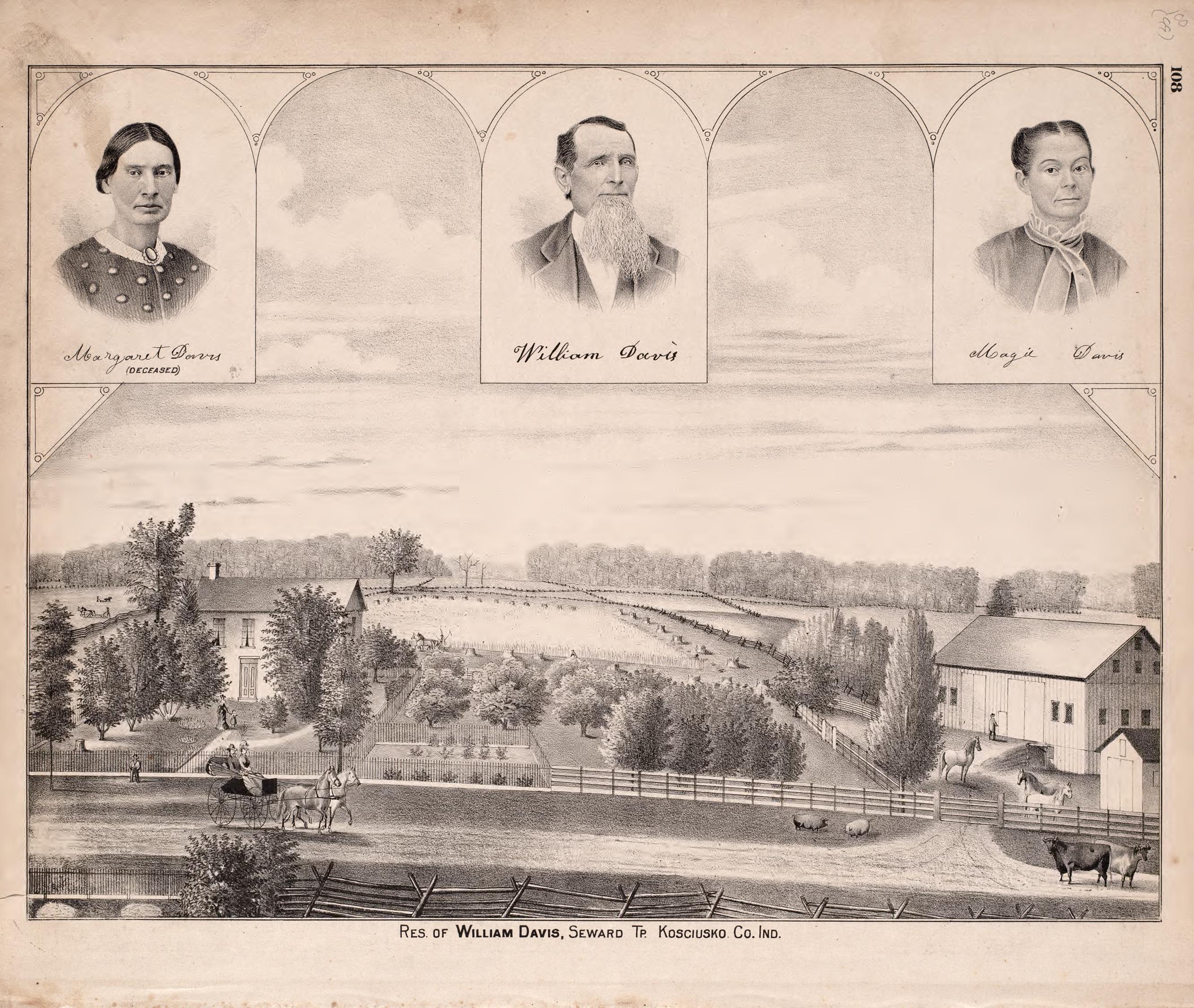 Old Map of , Kosciusko County, Indiana [1879] Residence of William ...