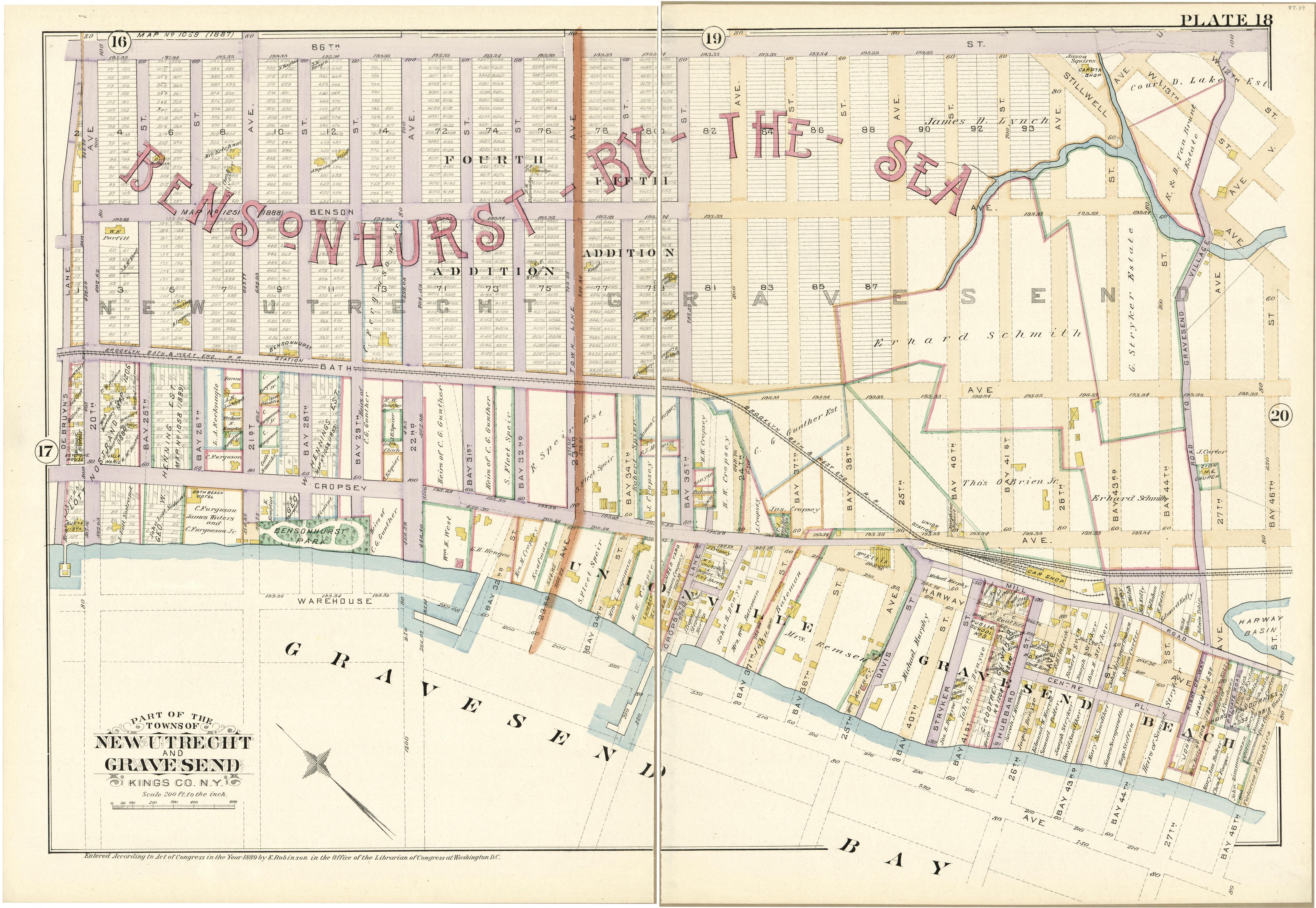 Old Map of , Kings County (N.Y.), New York [1890] Plate 18 - Part of ...