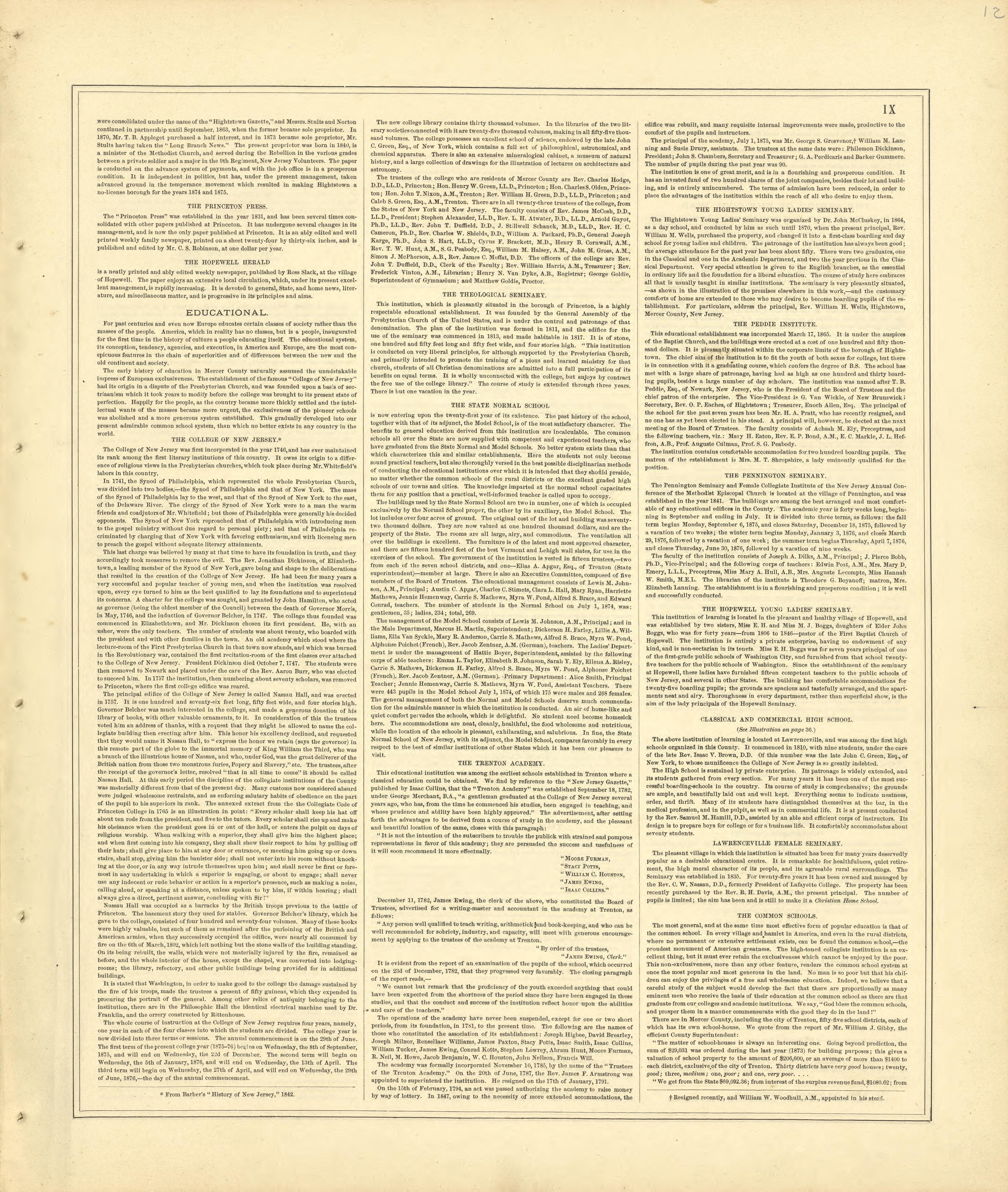 Old Map of , Mercer County, New Jersey [1875] History of Mercer County ...