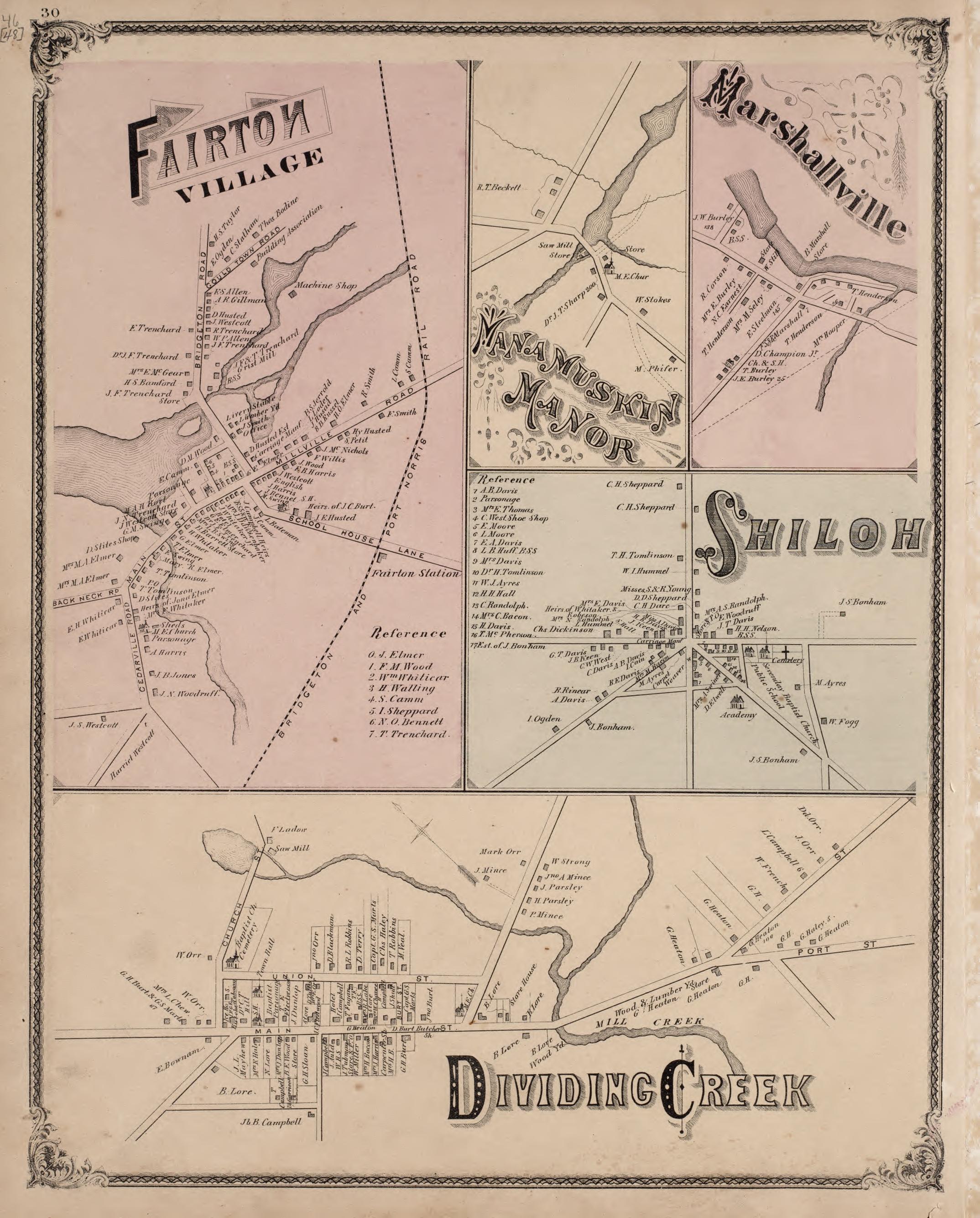 Old Map of , New Jersey, Cumberland County [1876] Fairton Village ...