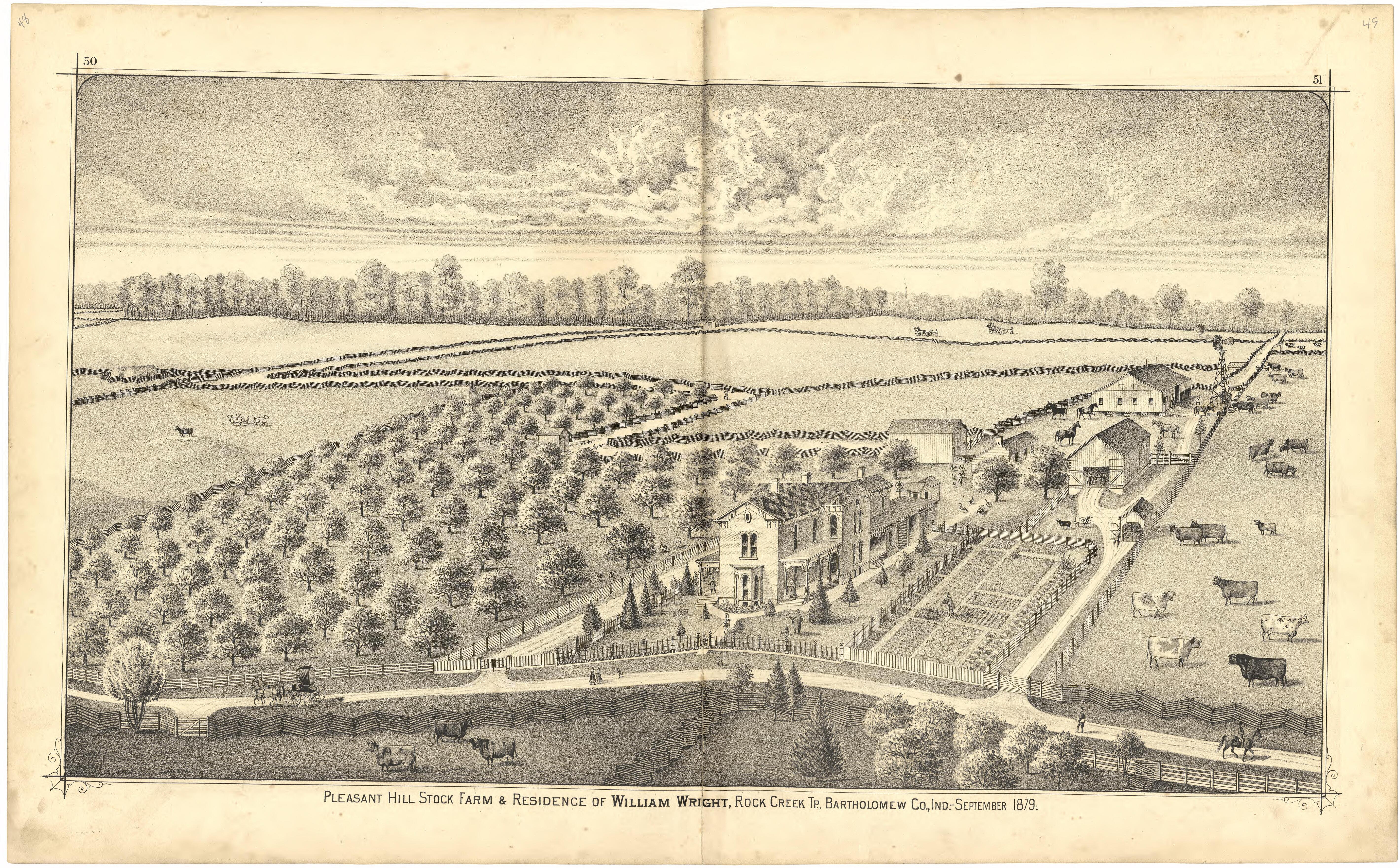 Old Map of , Bartholomew County, Indiana [1879] Pleasant Hill Stock ...