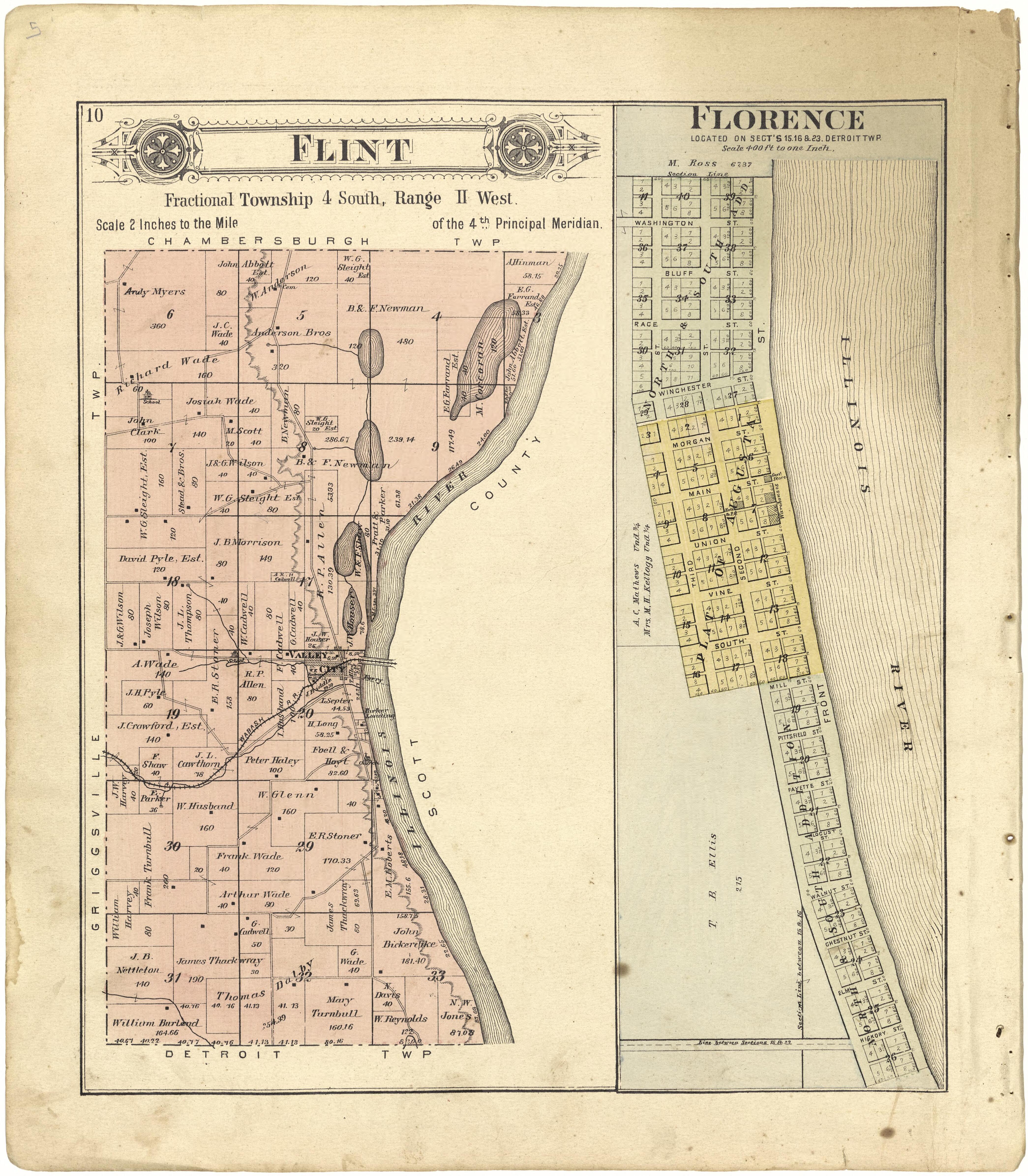 Old Map of Illinois, Pike County, [1895] Flint – Relic Map Co.