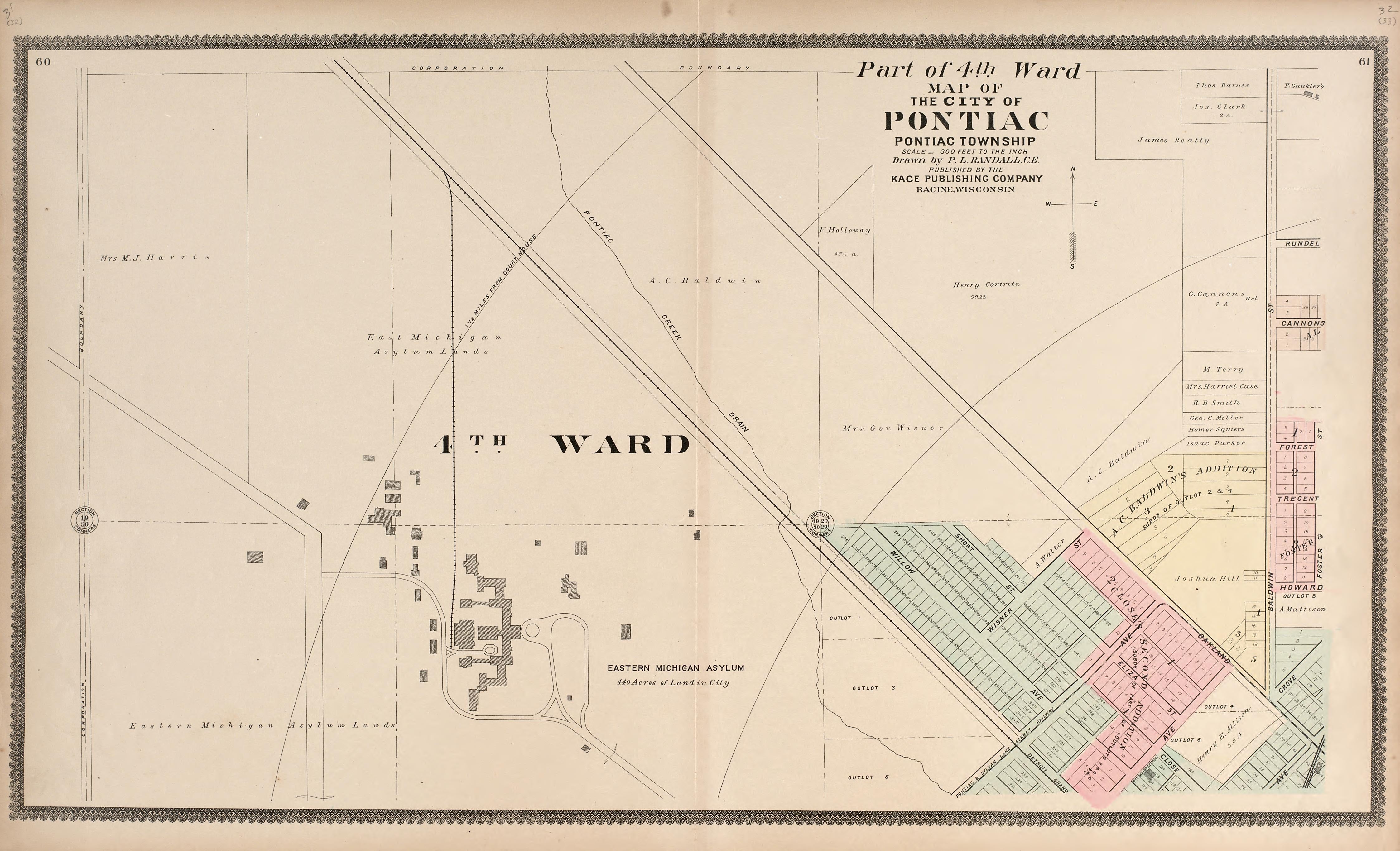 Old Map of , Michigan, Oakland County [1896] Part of the 4th Ward - Map ...