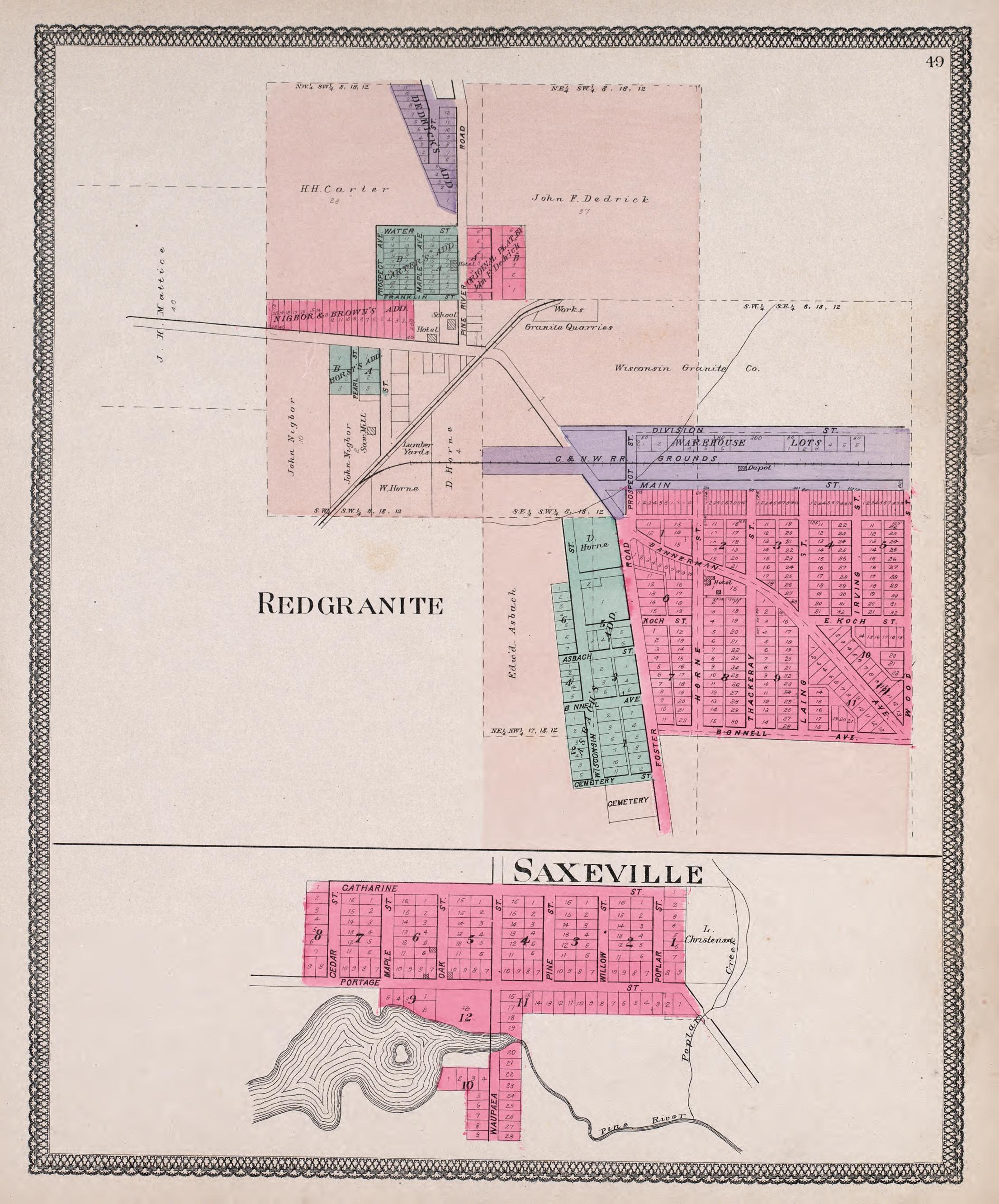 Old Map of , Wisconsin, Waushara County [1906] Redgranite & Saxeville ...