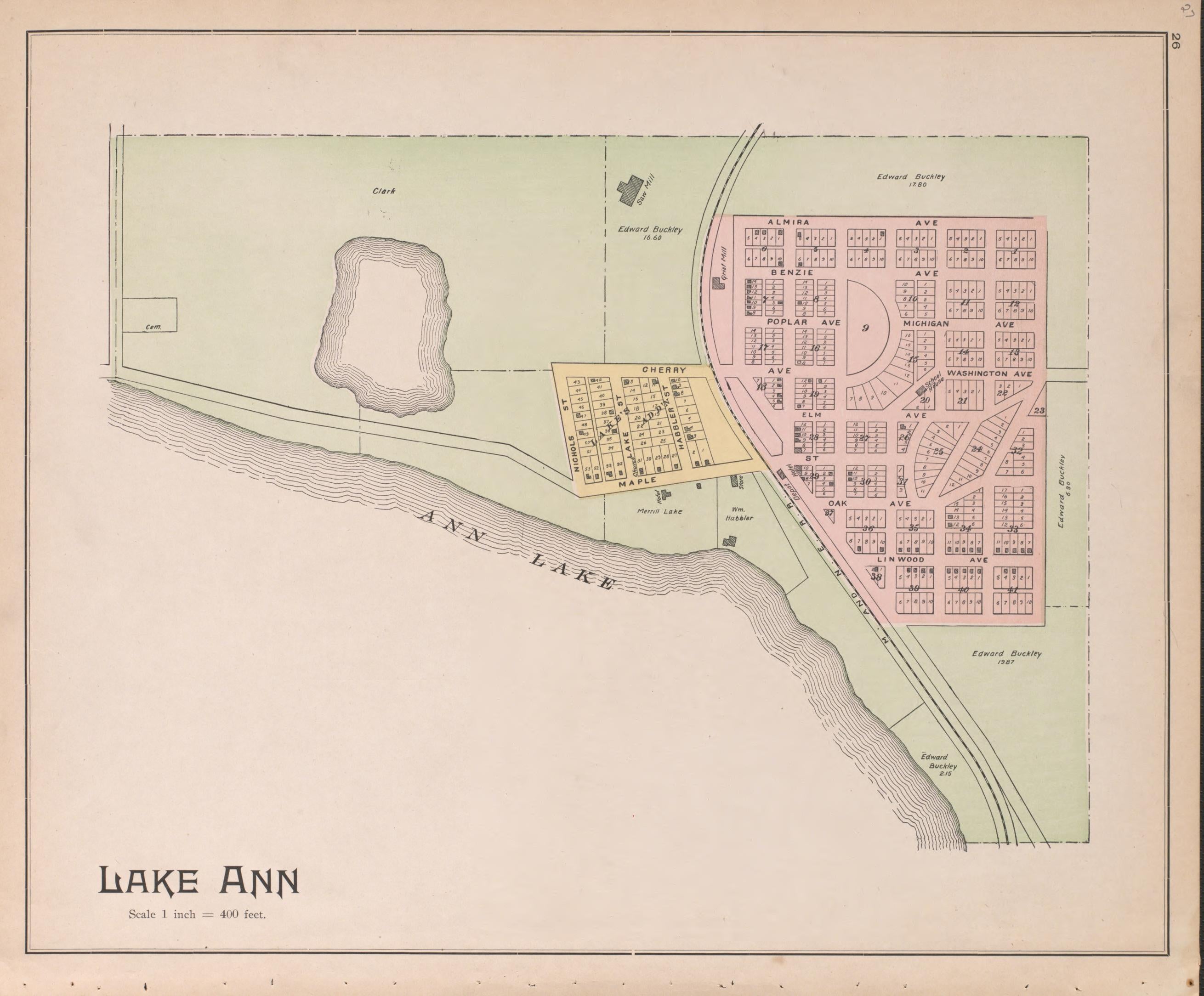 Old Map of , Michigan, Benzie County [1901] Lake Ann – Relic Map Co.