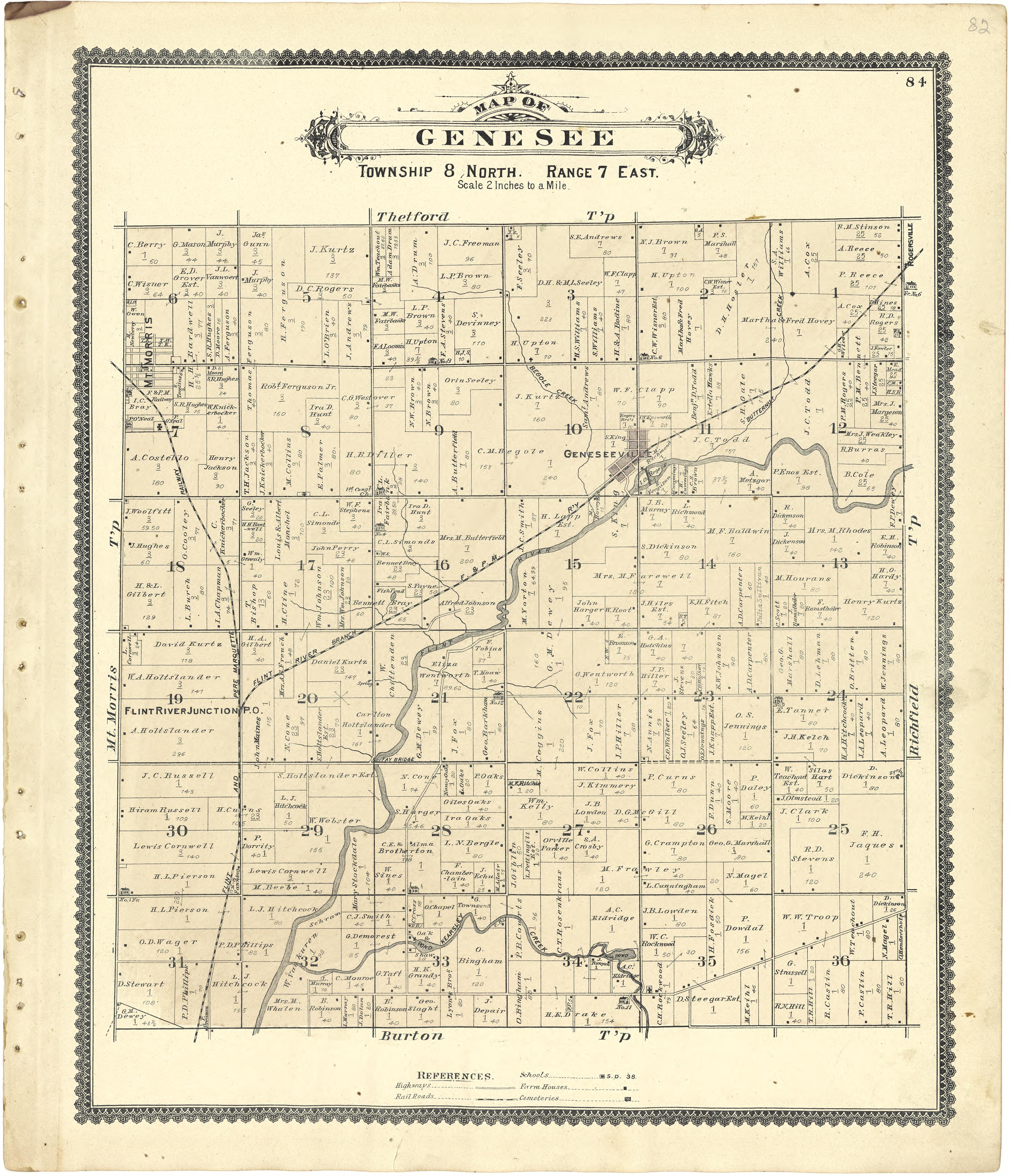 Old Map of , Michigan, Genesee County [1889] Map of Genesee – Relic Map Co.