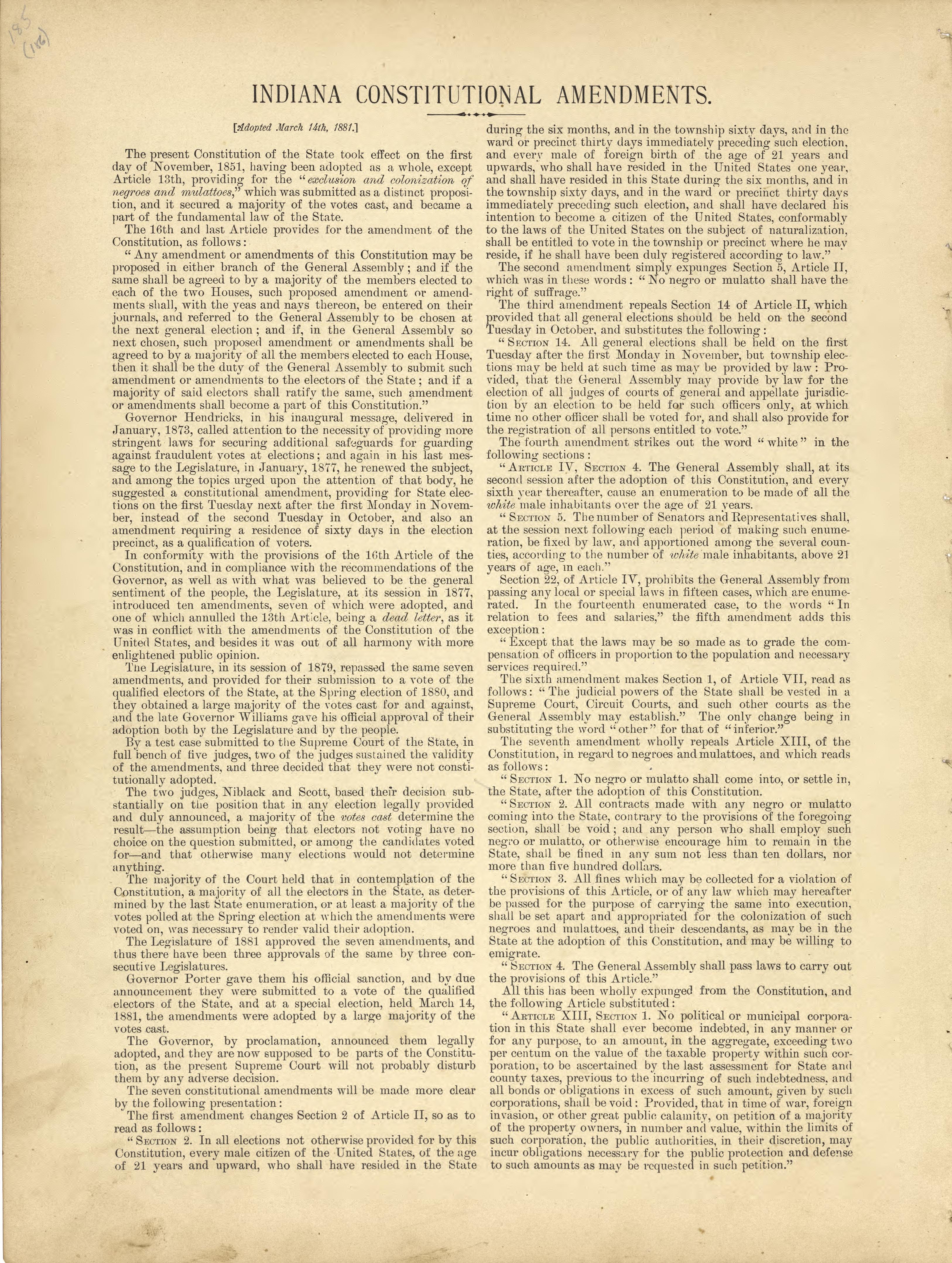 Old Map of Wells County, Indiana, [1881] Indiana Constitutional ...