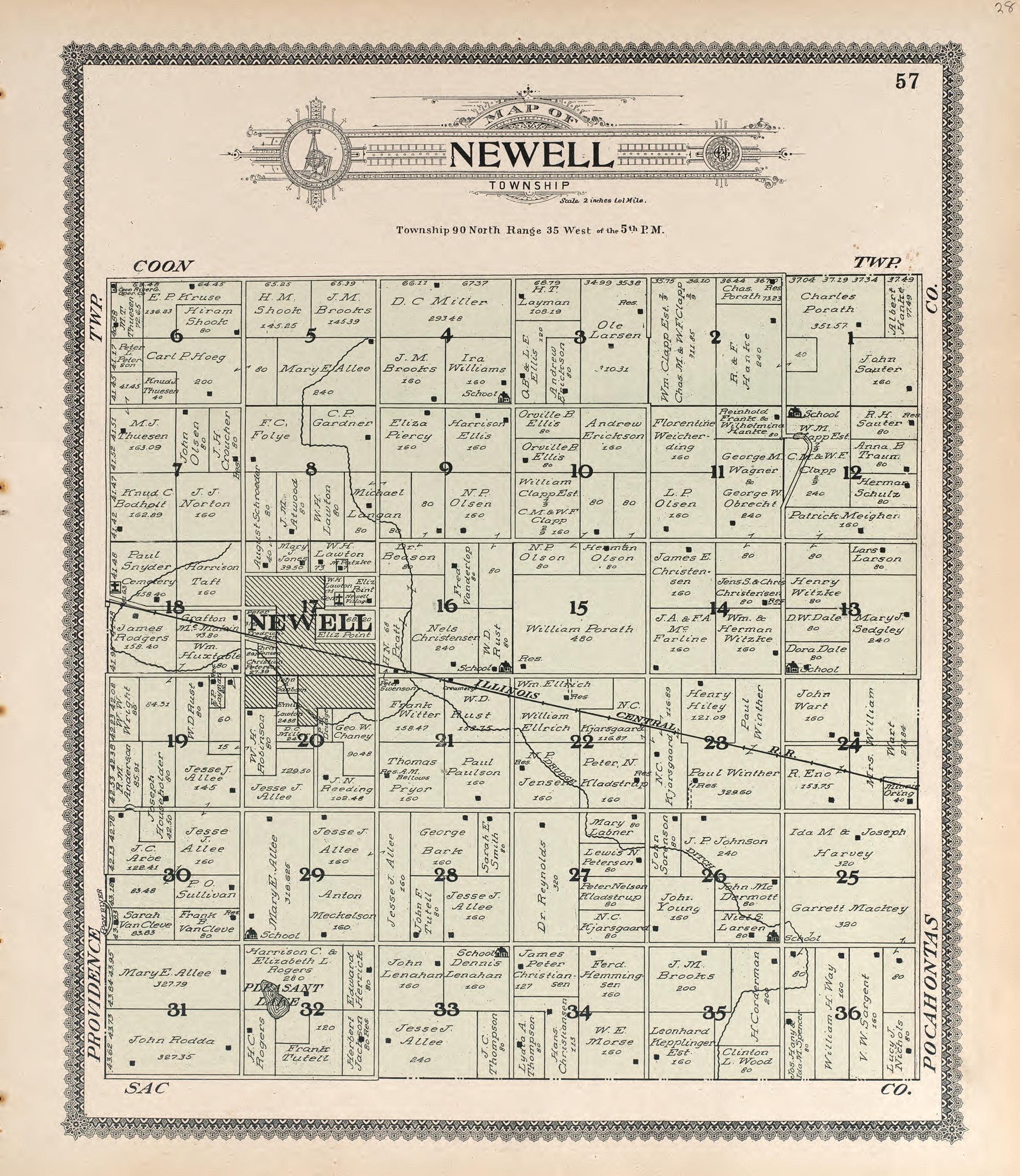 Old Map of Buena Vista County, Iowa, [1908] Newell – Relic Map Co.