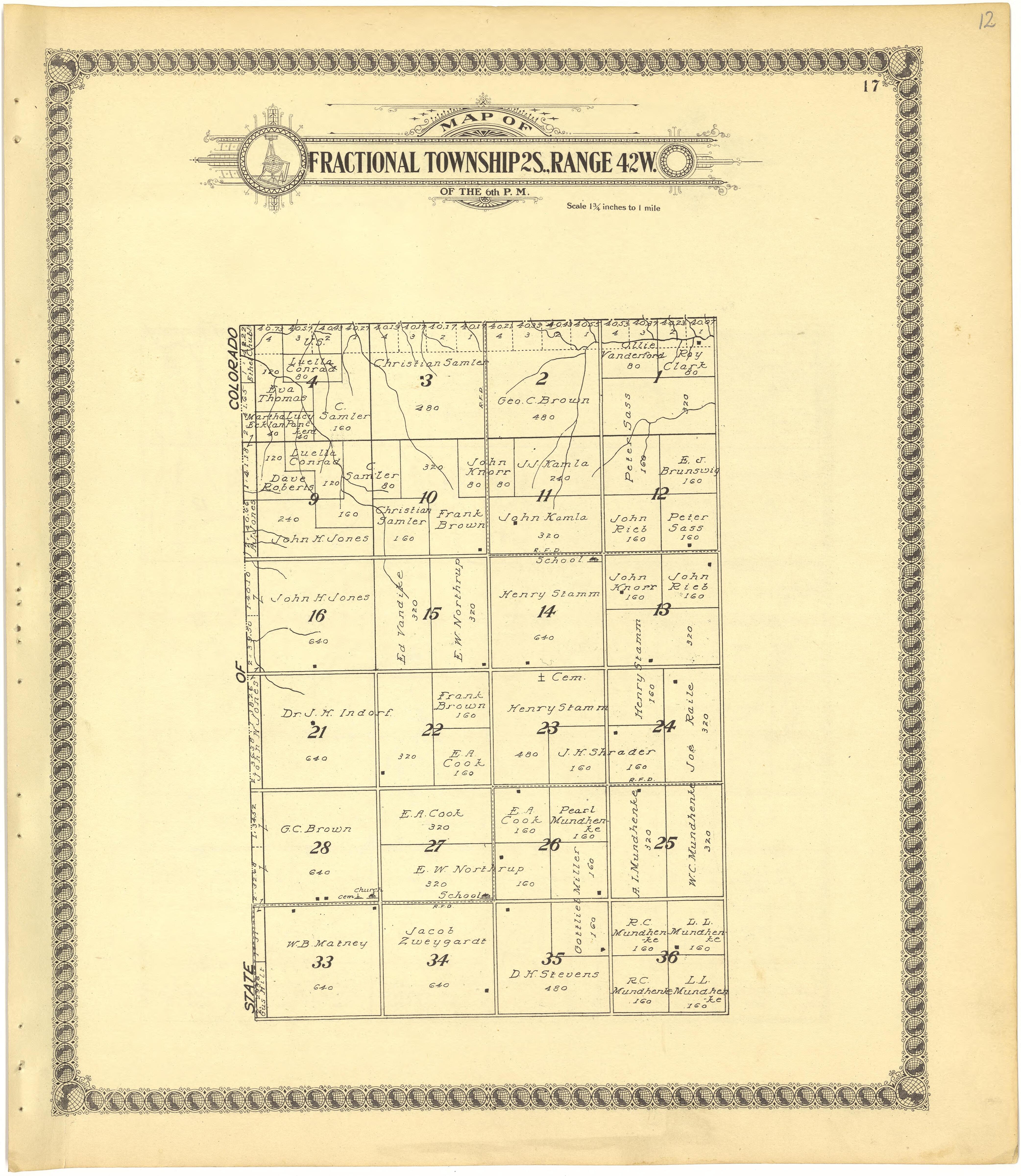Old Map of Cheyenne County, Kansas, [1928] Map of Fractional Township ...