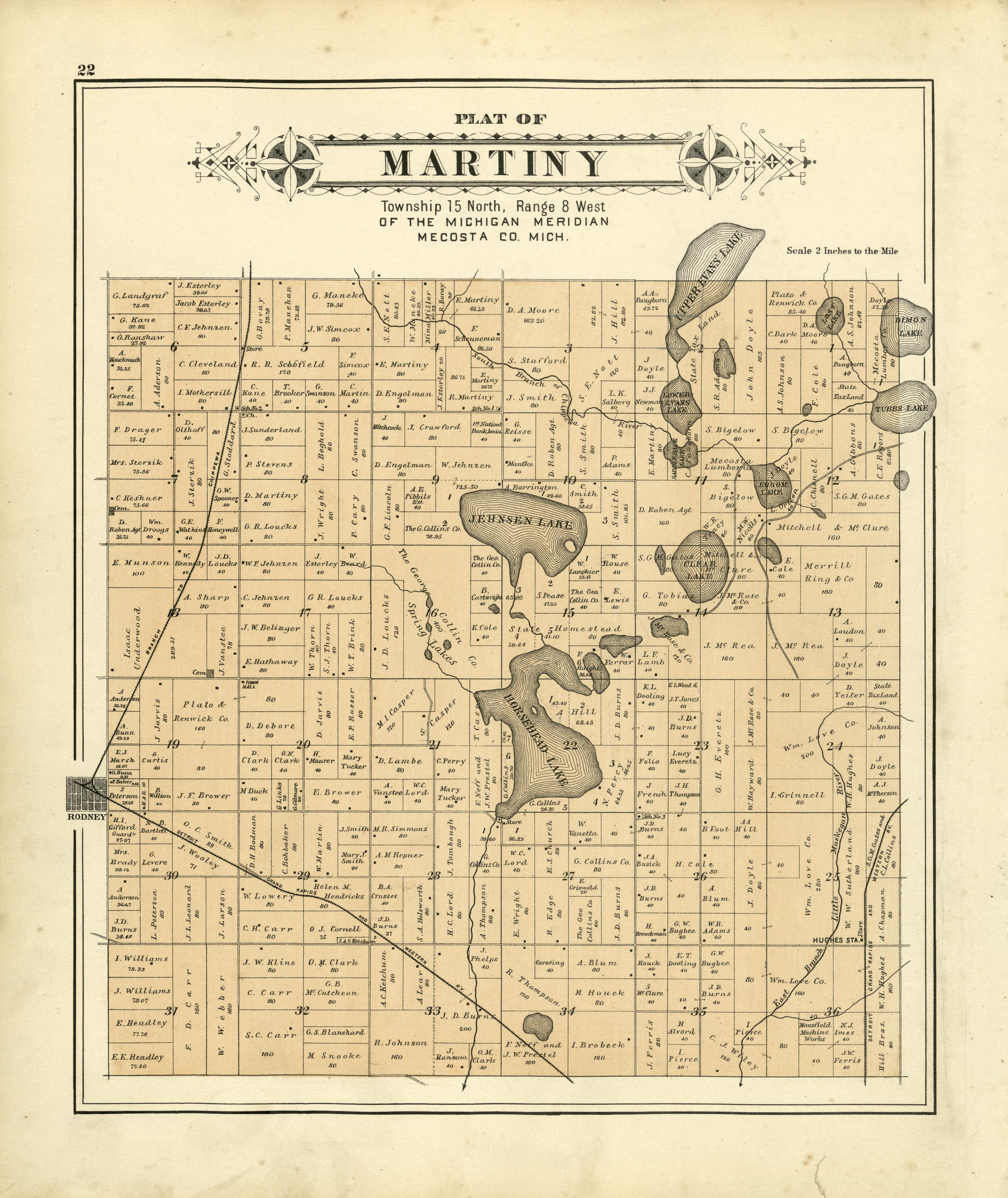 Old Map of Mecosta County, Michigan, [1900] Plat of Martiny – Relic Map Co.