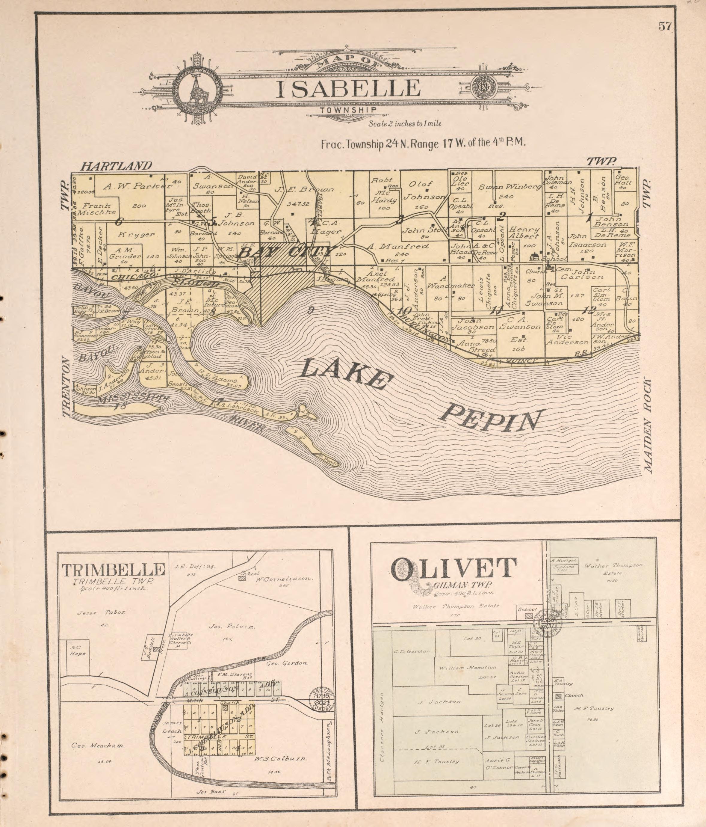 Old Map of , Pierce County, Wisconsin [1908] Isabelle – Relic Map Co.