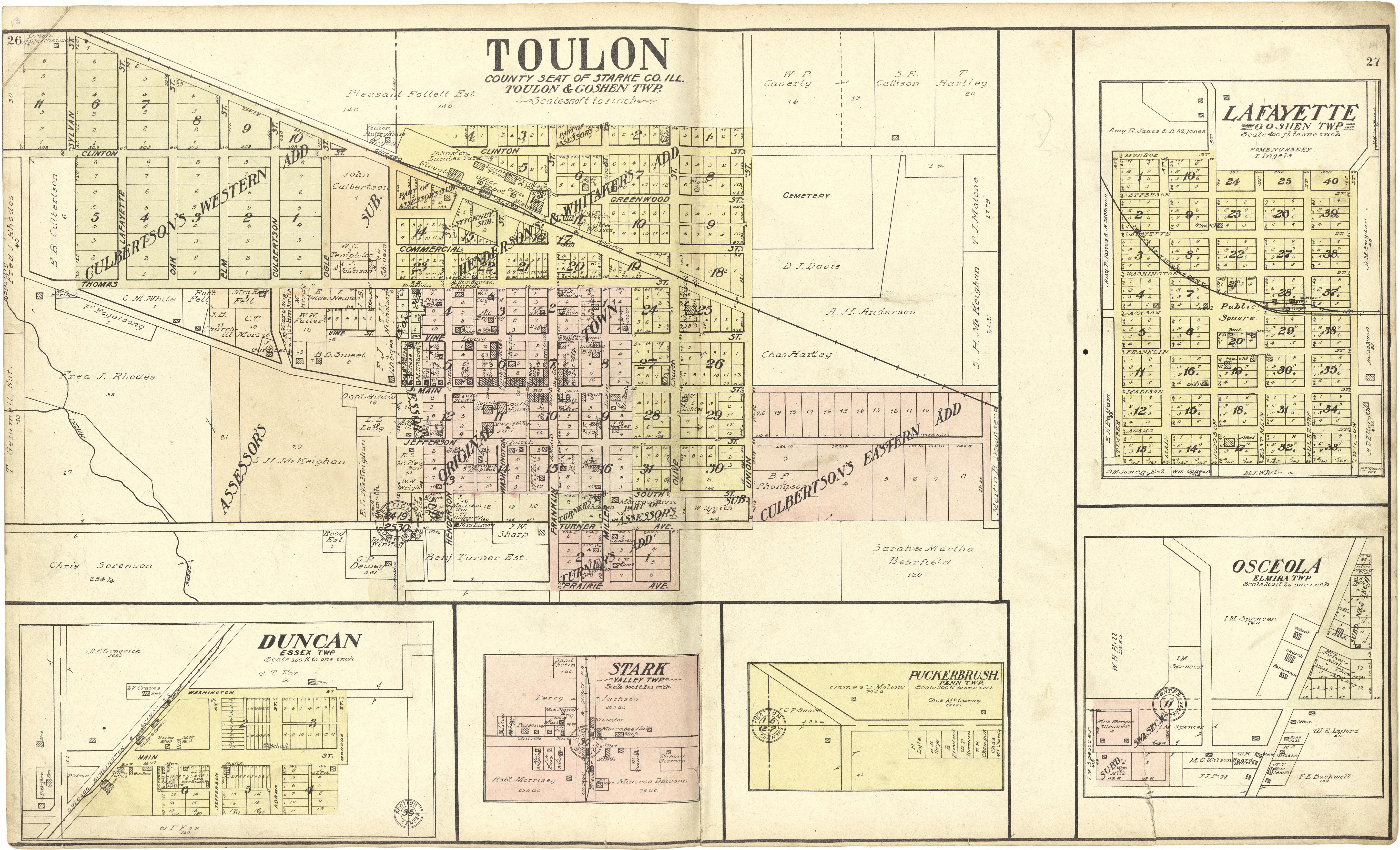 Old Map of , Stark County, Illinois [1907] Toulon; Duncan; Stark ...