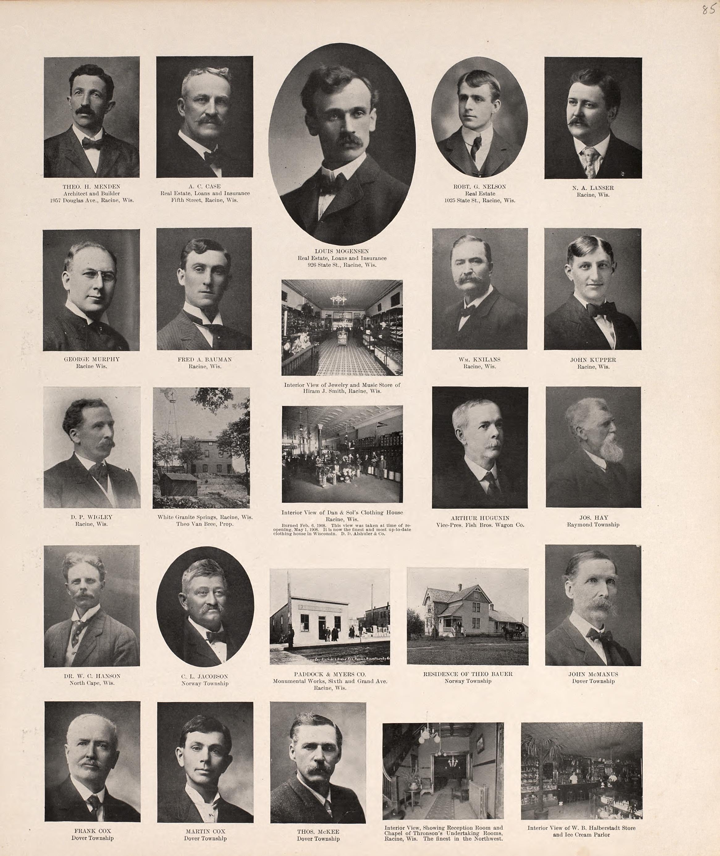 Old Map of , Racine County, Wisconsin [1908] Portraits – Relic Map Co.