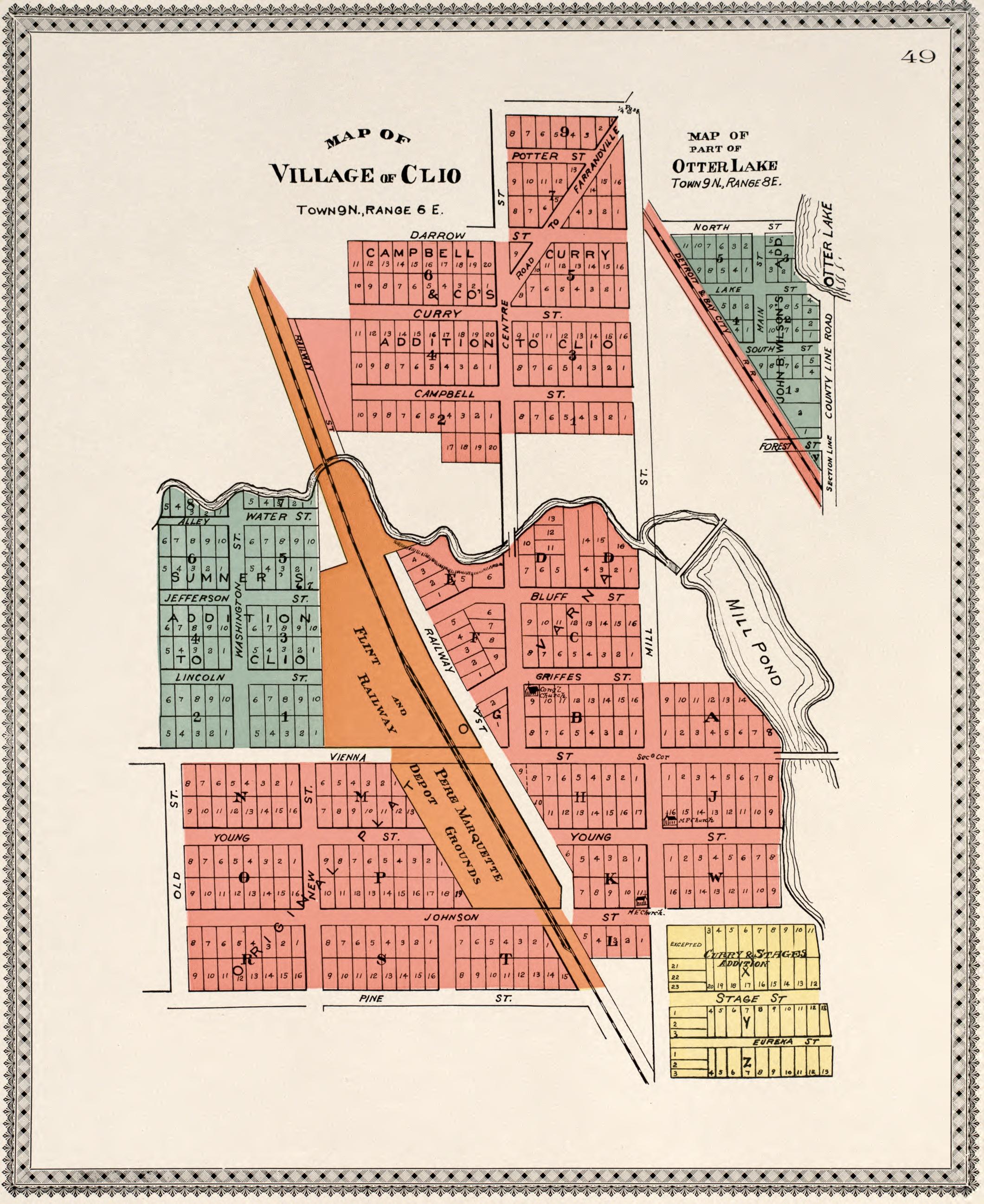 Old Map of , Genesee County, Michigan [1899] Map of Clio/ Otter Lake ...