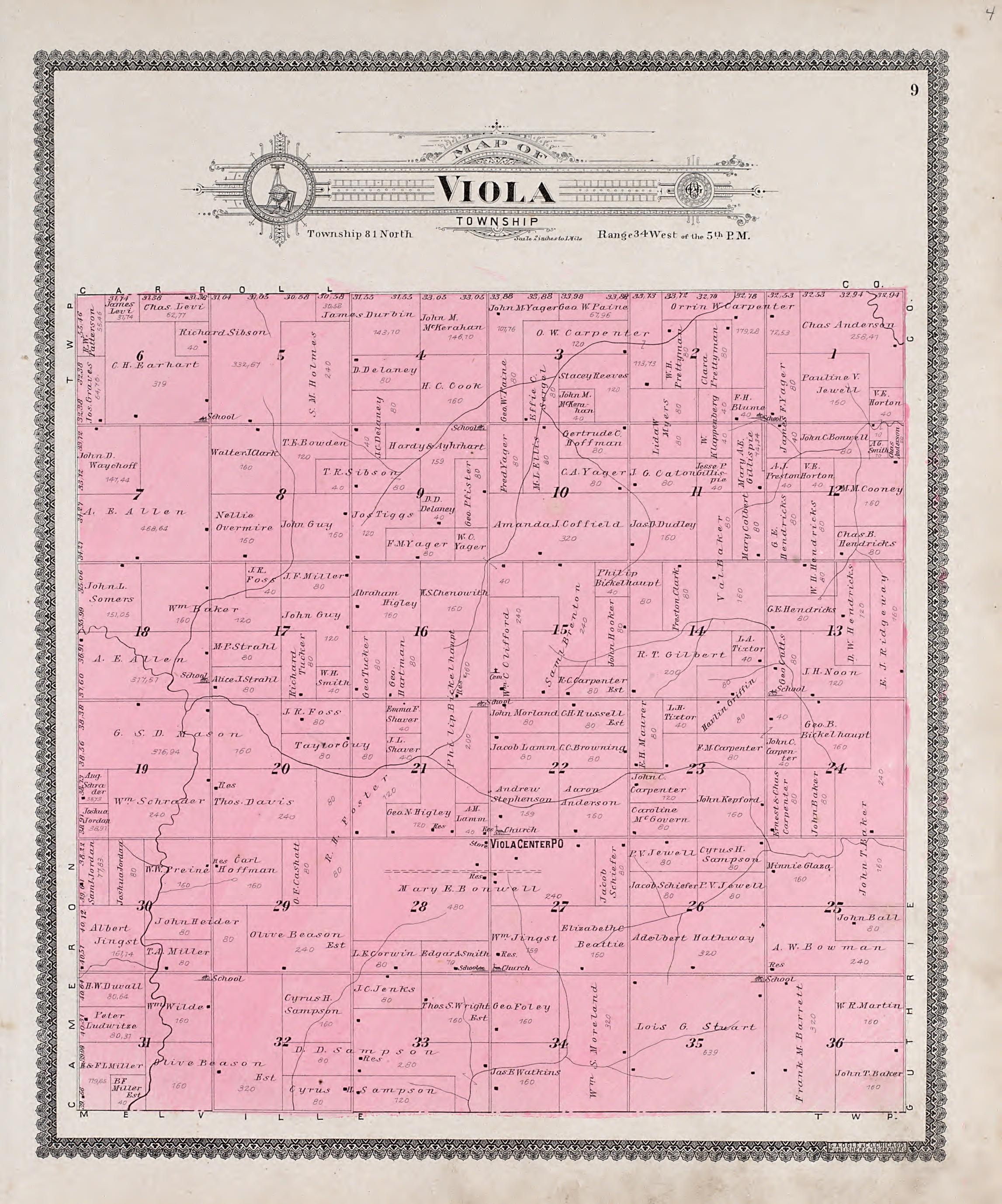Old Map of Audubon County, Iowa, [1900] Viola Township – Relic Map Co.