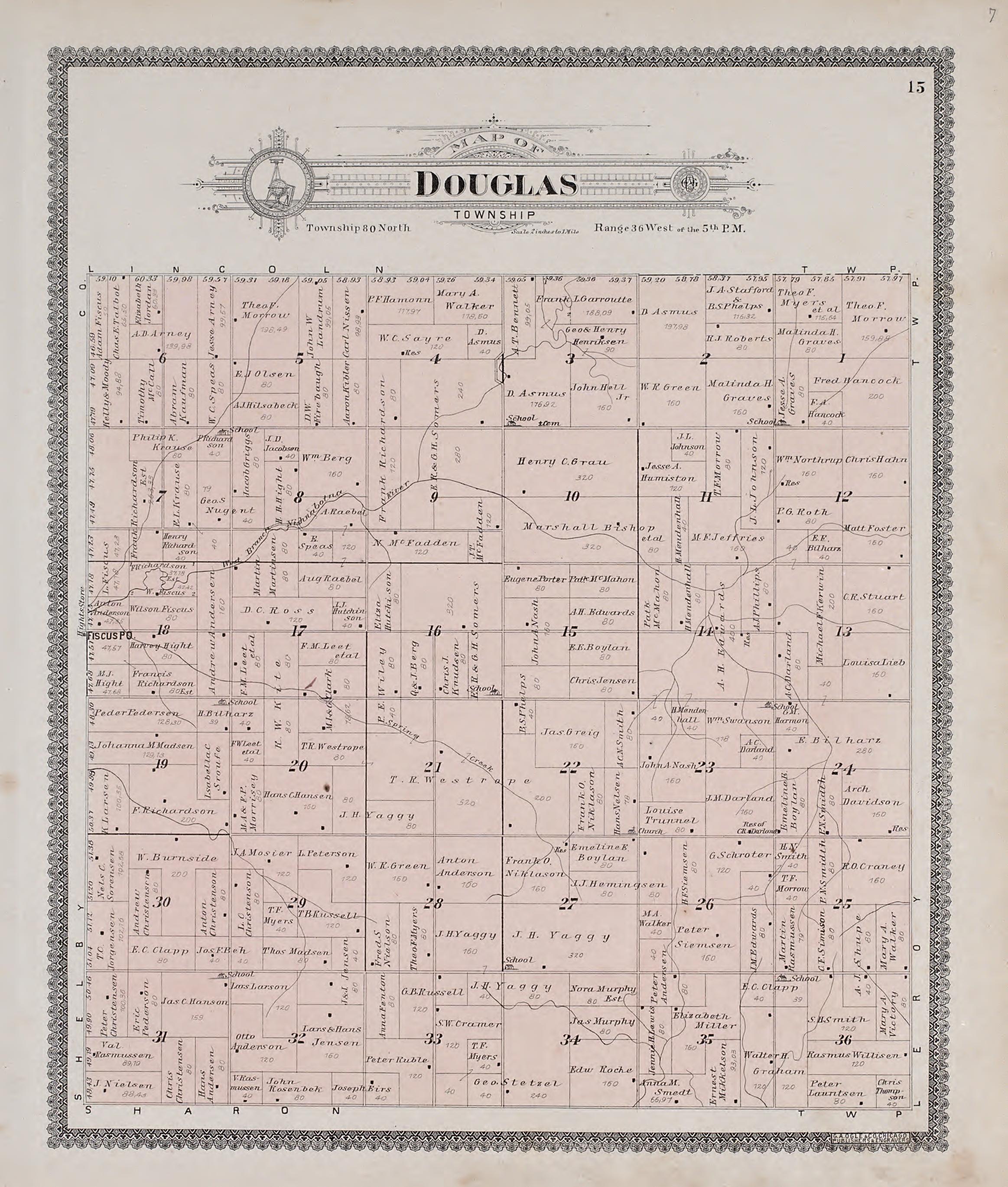 Old Map of Audubon County, Iowa, [1900] Douglas Township – Relic Map Co.