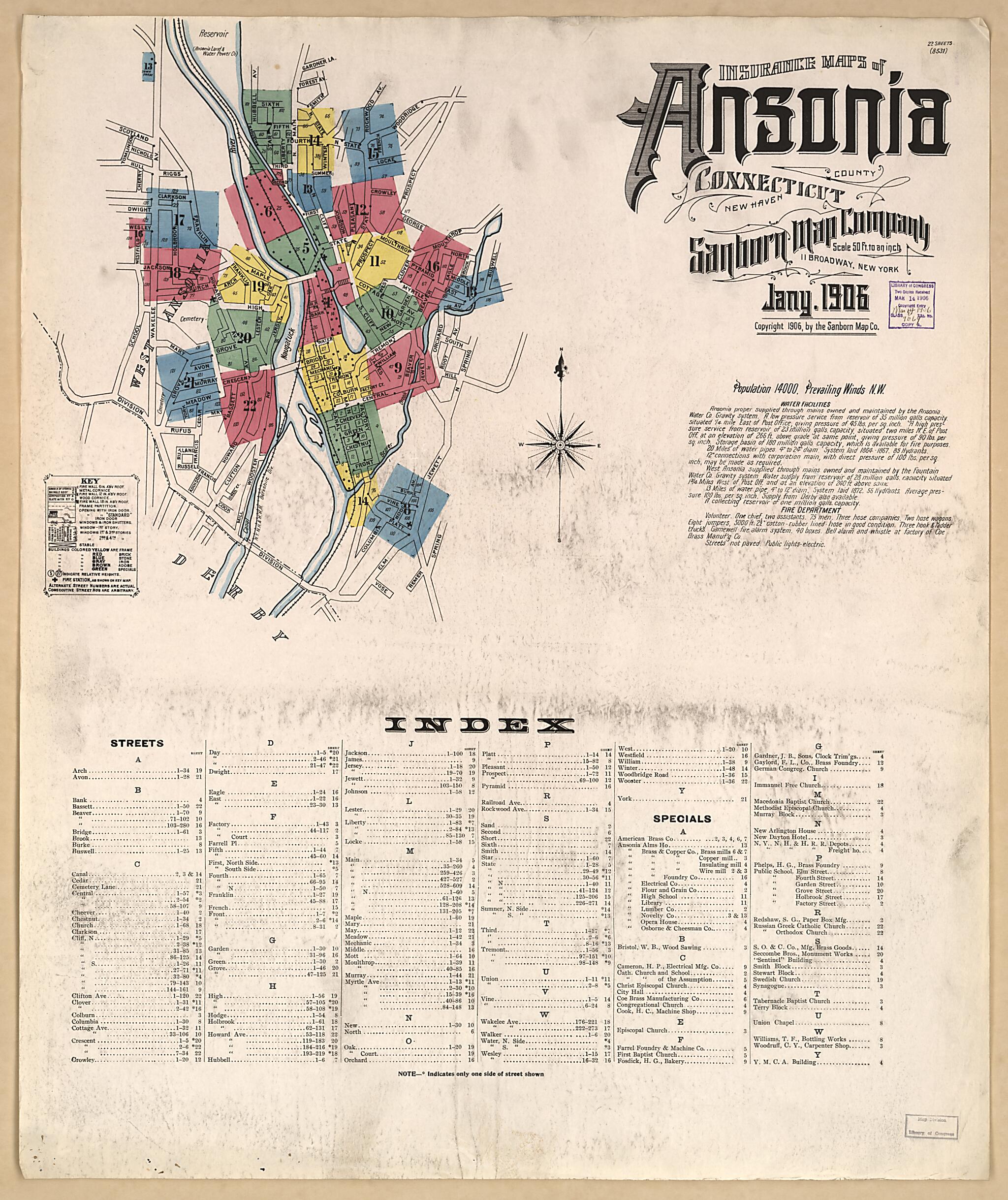 Old Map of Ansonia, New Haven County, Connecticut [1906] Ansonia, New ...