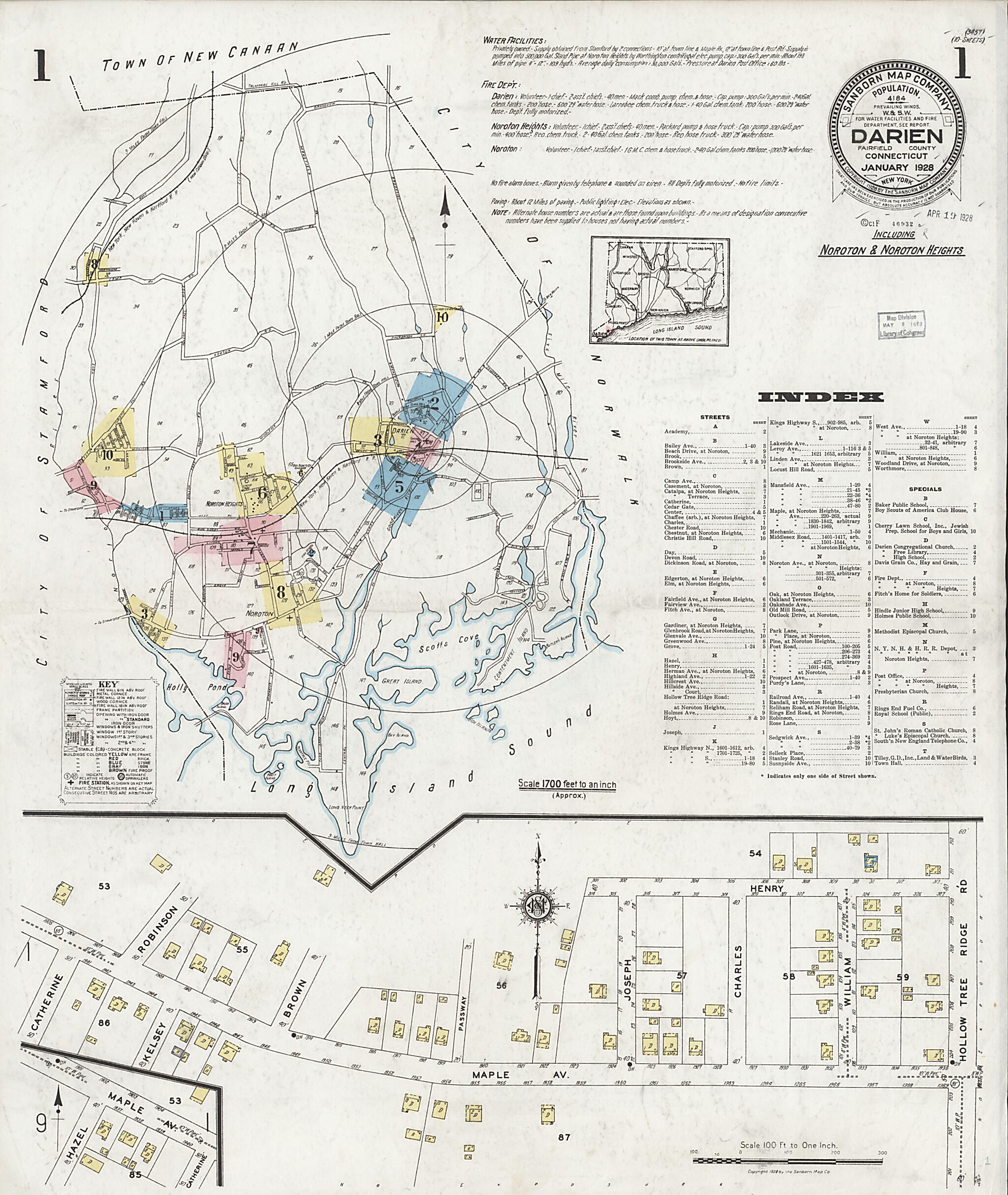 Old Map of Noroton Heights, Fairfield County, Connecticut [1928] Darien ...