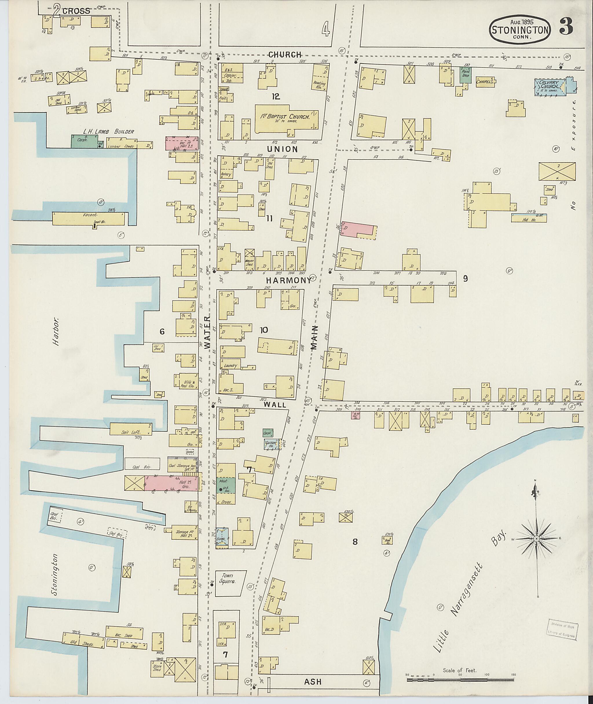 Old Map of Stonington, New London County, Connecticut [1895] Stonington ...
