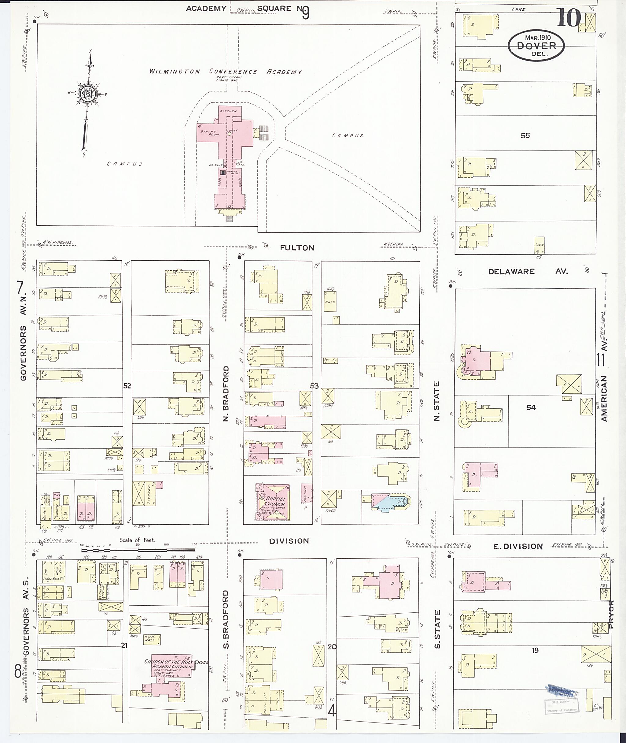 Old Map of Dover, Kent County, Delaware [1910] Dover, Kent County ...