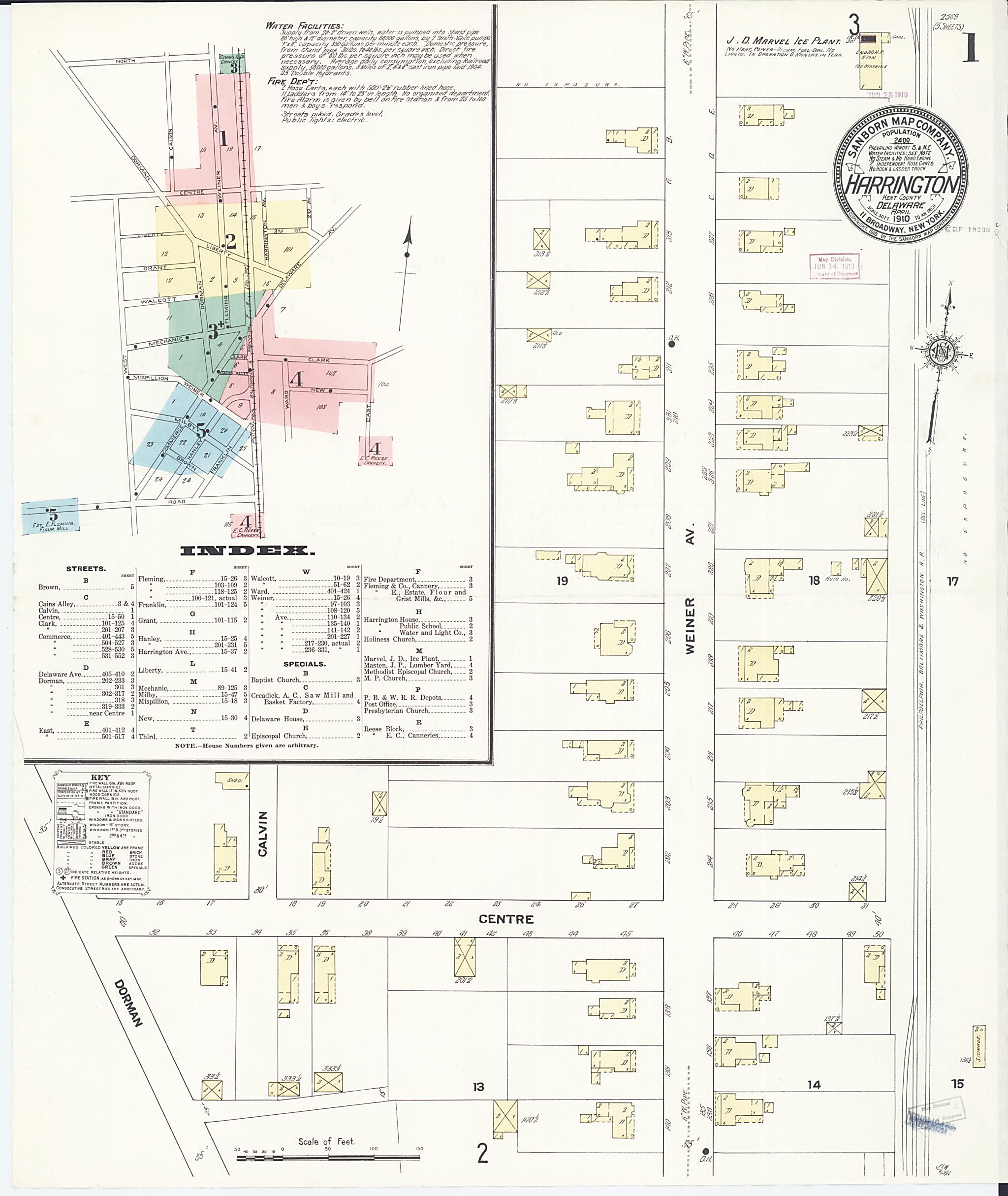 Old Map of Harrington, Kent County, Delaware [1910] Harrington, Kent ...
