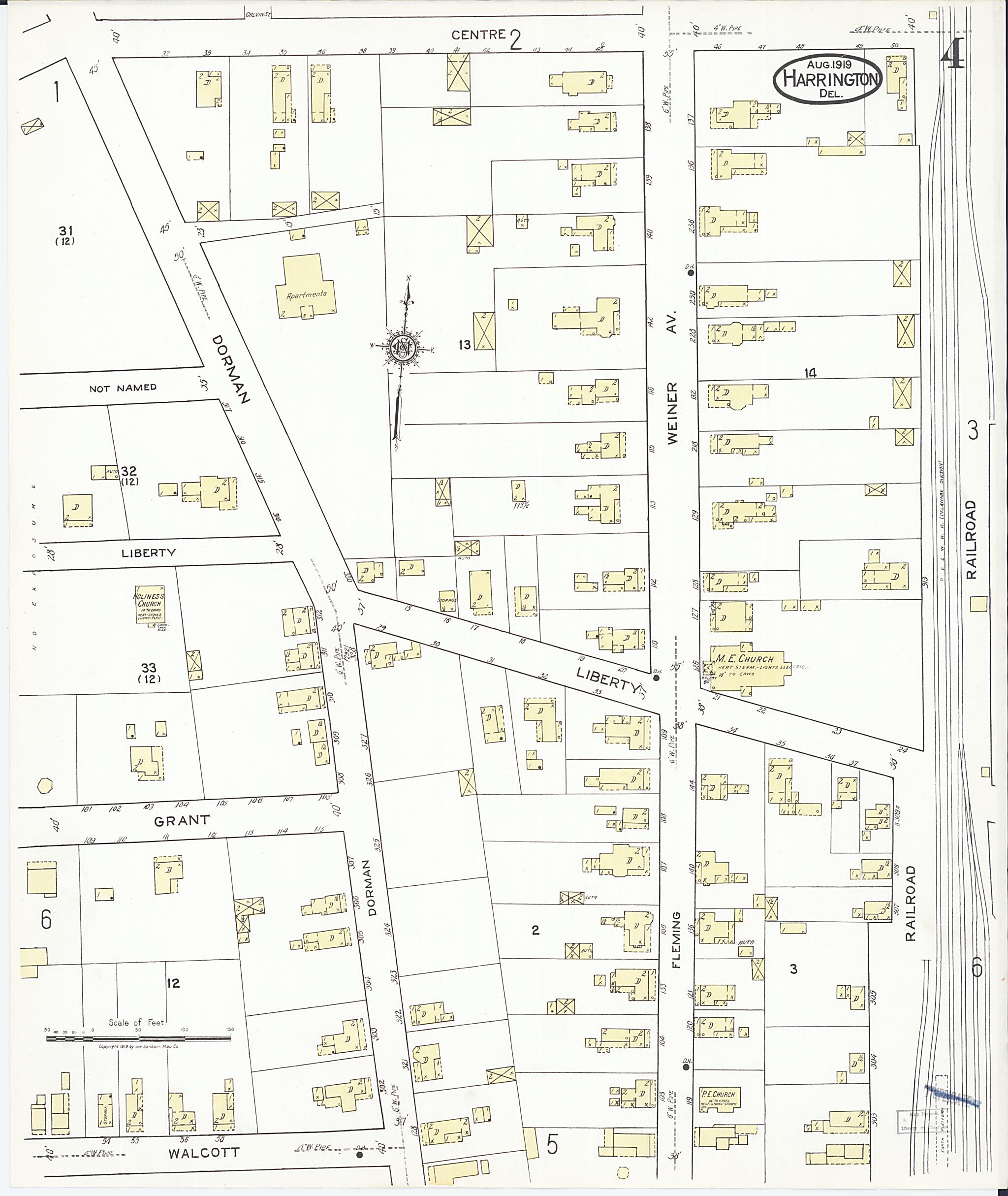 Old Map of Harrington, Kent County, Delaware [1919] Harrington, Kent ...