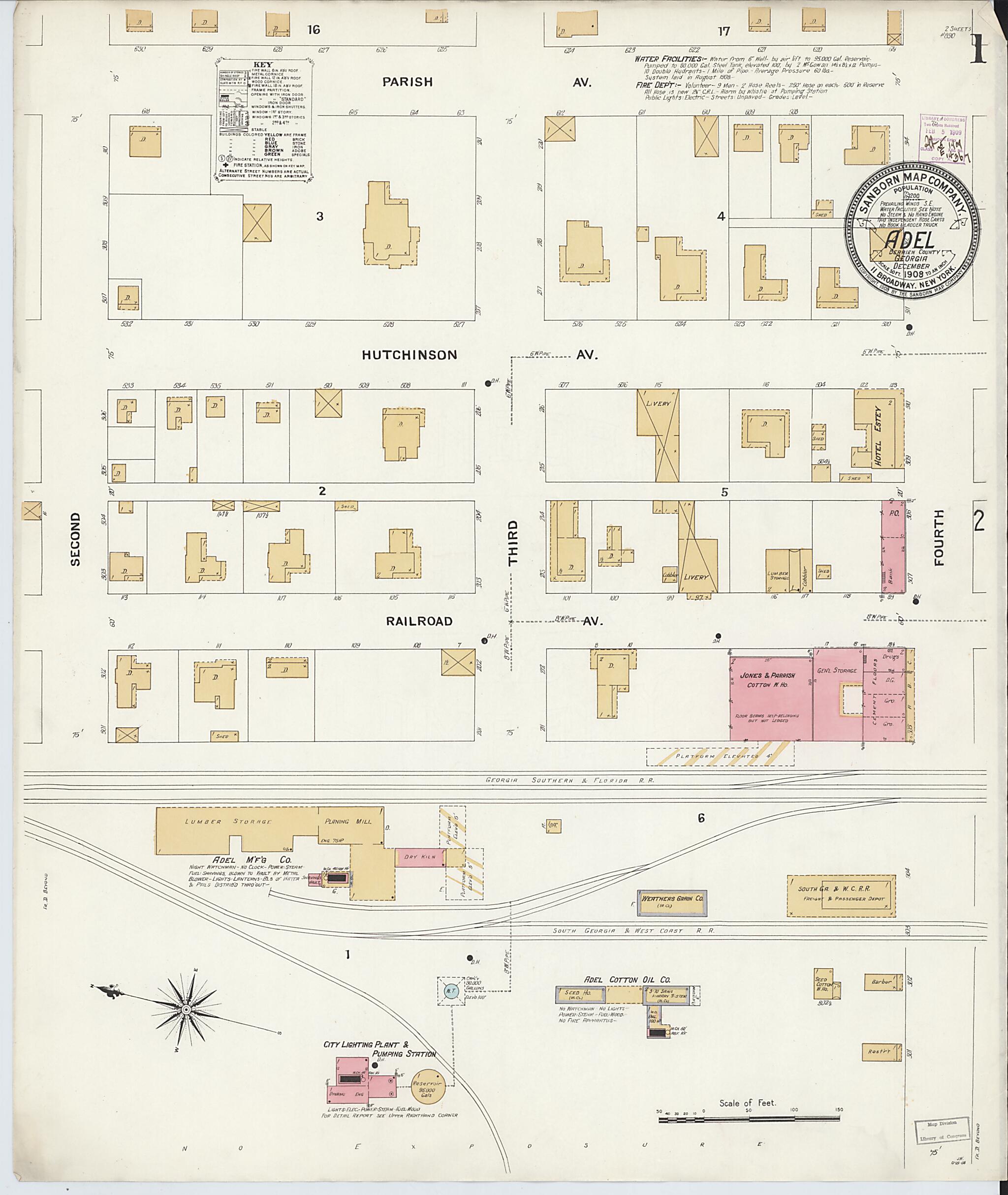 Old Map of Adel, Cook County, Georgia [1908] Adel, Cook County, Georgia ...