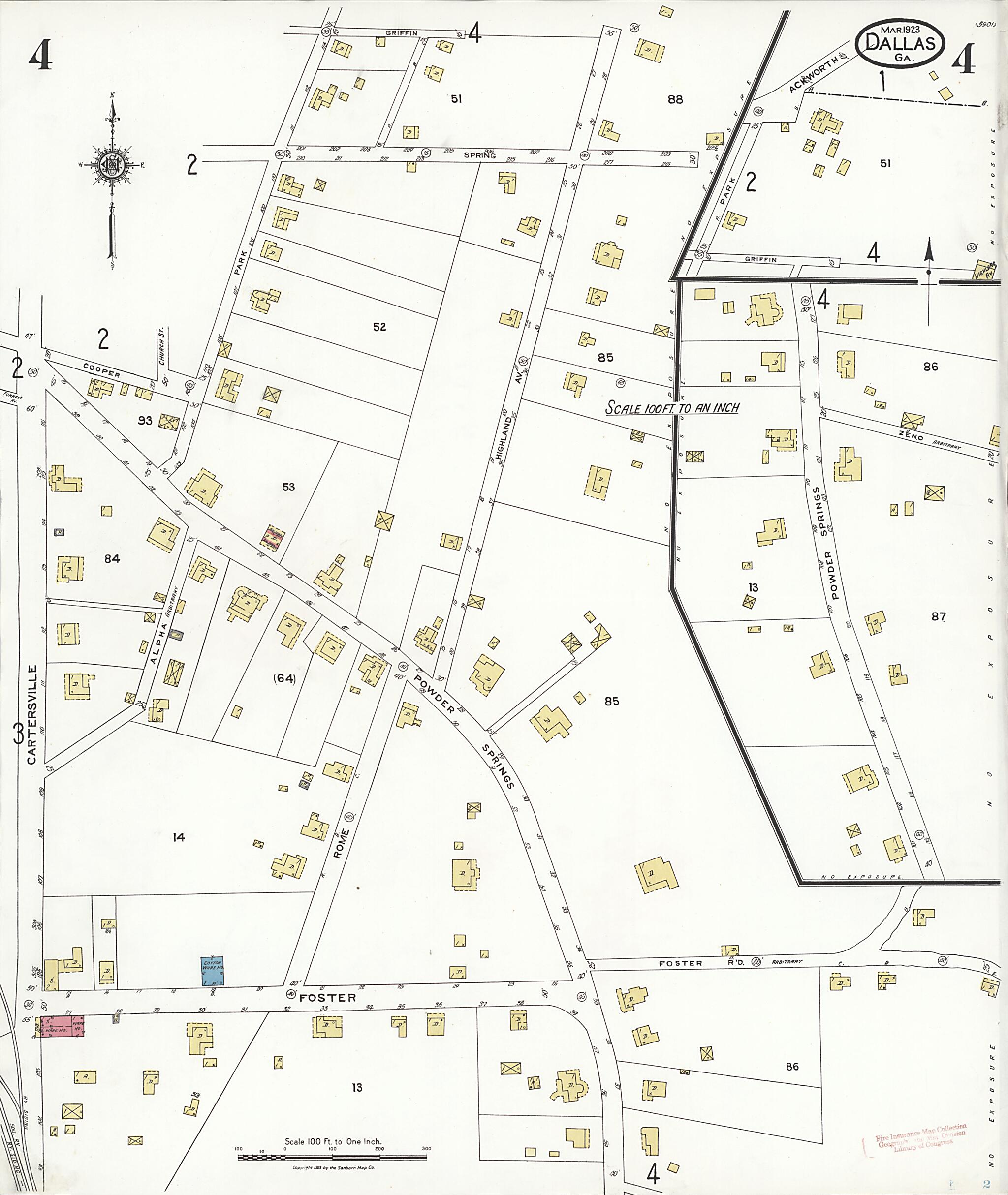 Old Map of Dallas, Paulding County, Georgia [1923] Dallas, Paulding ...