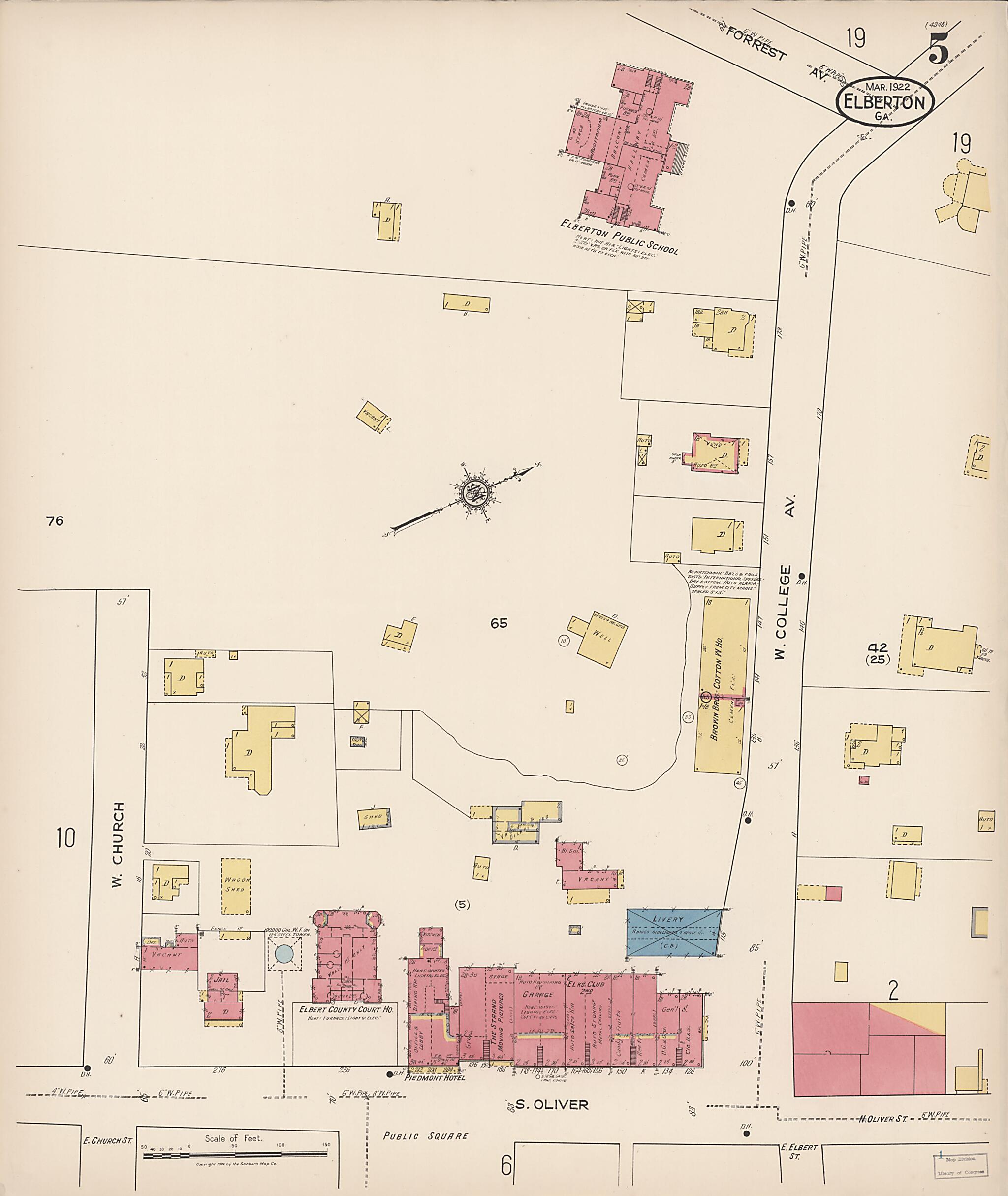 Old Map of Elberton, Elbert County, Georgia [1922] Elberton, Elbert ...