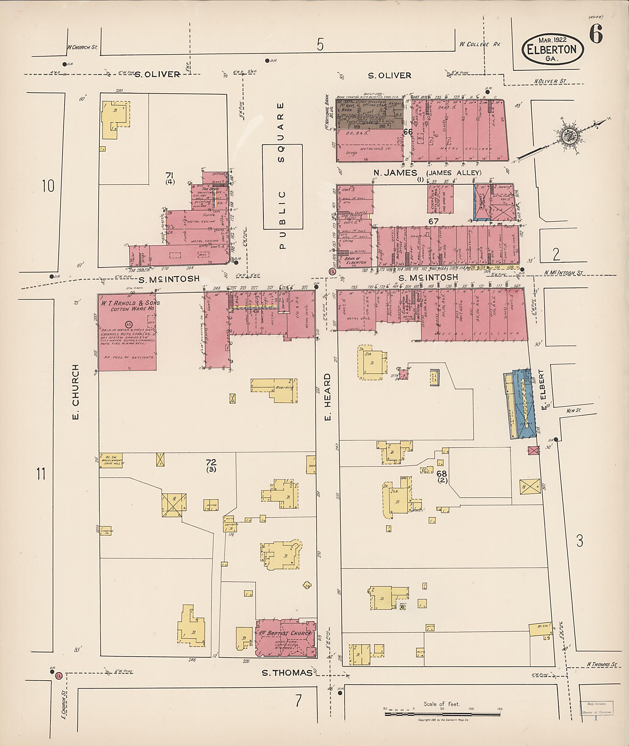 Old Map of Elberton, Elbert County, Georgia [1922] Elberton, Elbert ...