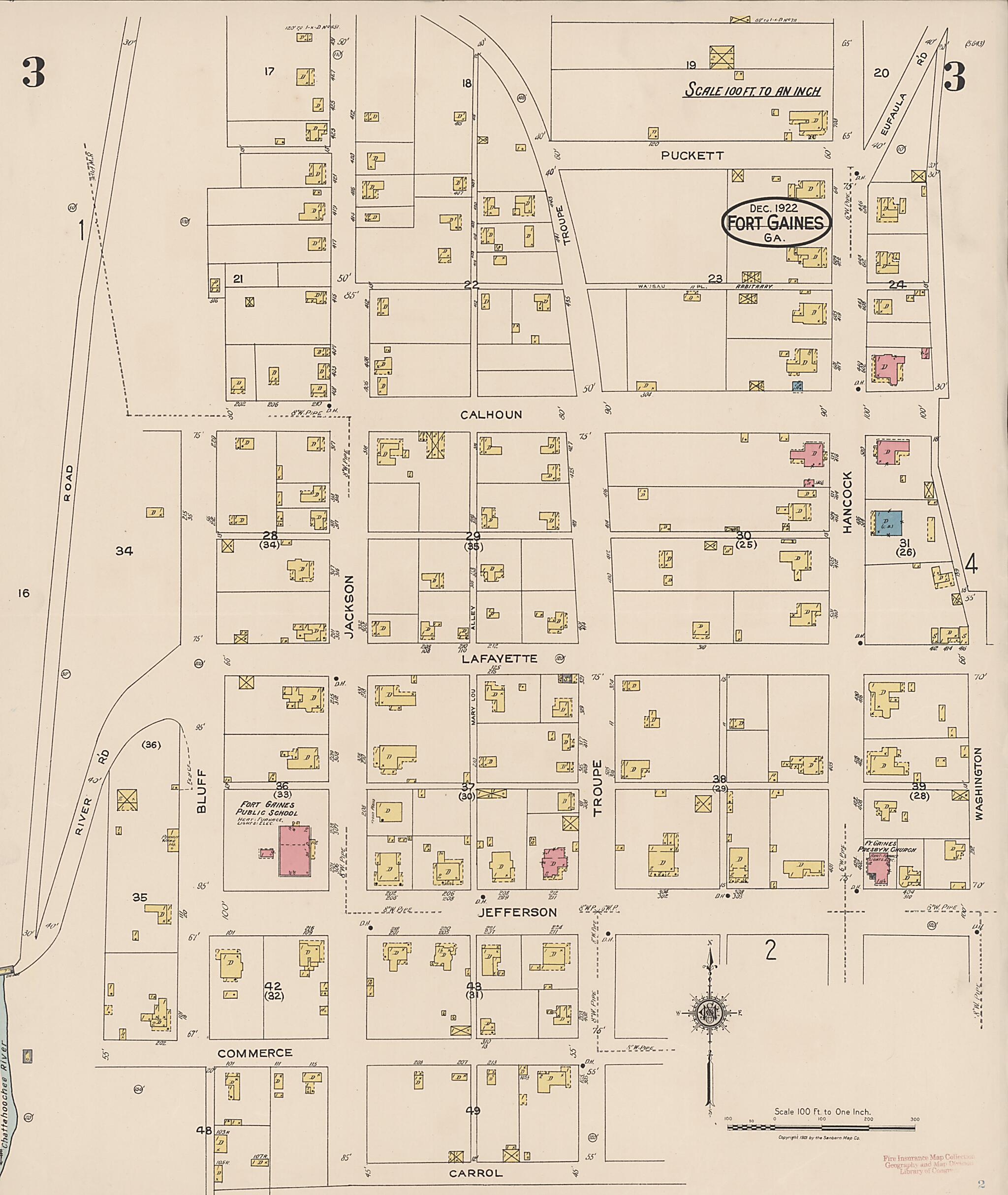 Old Map of Fort Gaines, Clay County, Georgia [1922] Fort Gaines, Clay ...