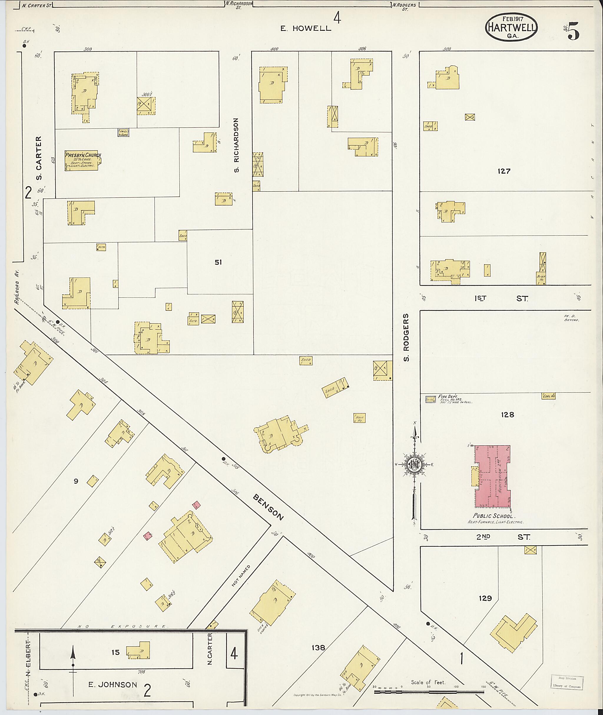 Old Map of Hartwell, Hart County, Georgia [1917] Hartwell, Hart County ...