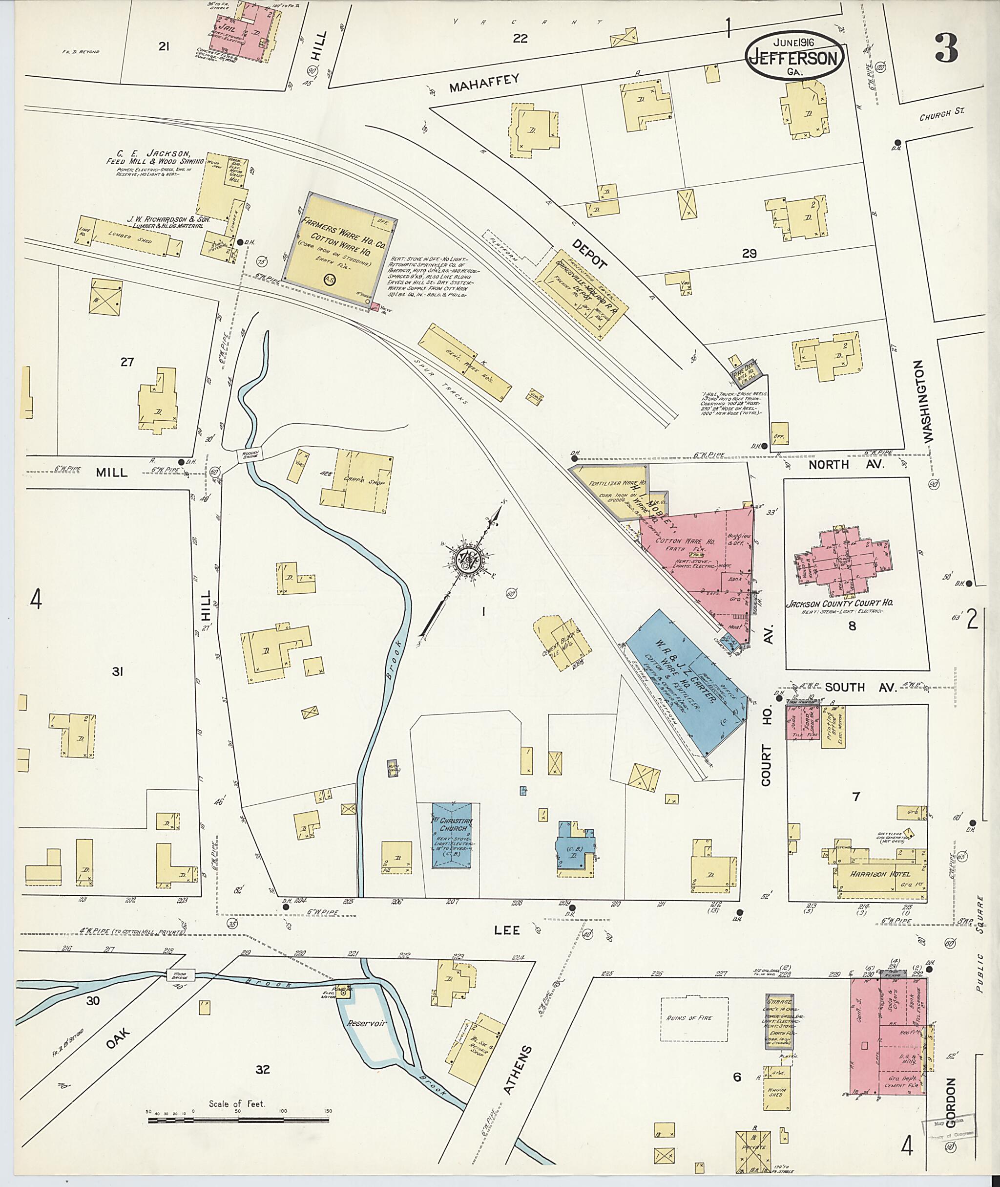 Old Map of Jefferson, Jackson County, Georgia [1916] Jefferson, Jackson ...