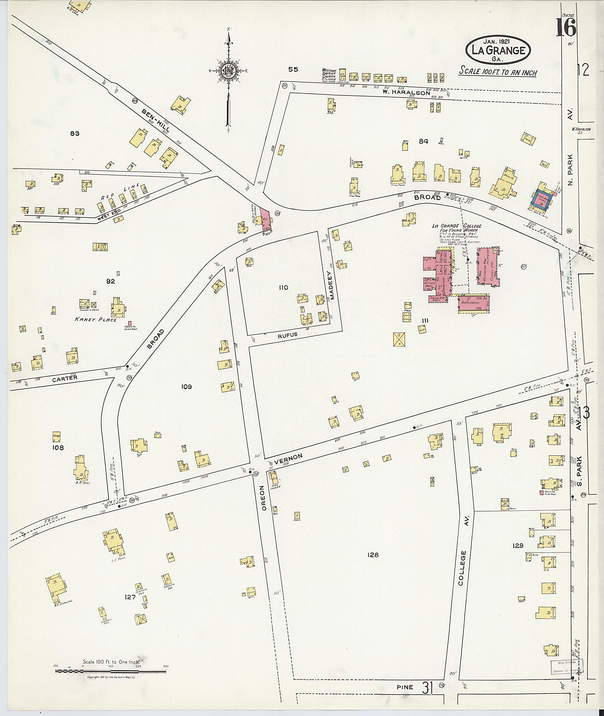 Old Map of La Grange, Troup County, Georgia [1921] La Grange, Troup ...