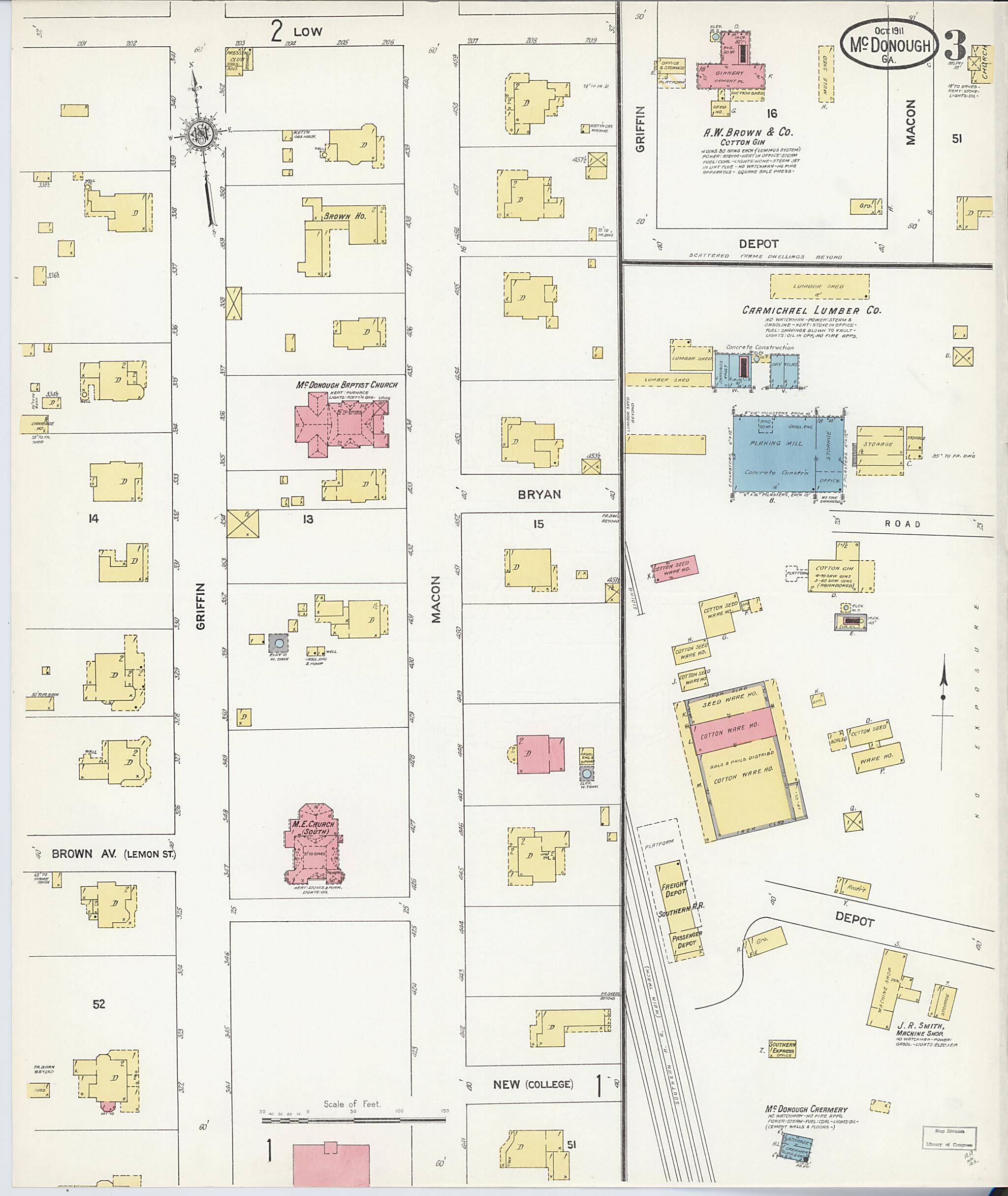 Old Map of McDonough, Henry County, Georgia [1911] Mcdonough, Henry ...