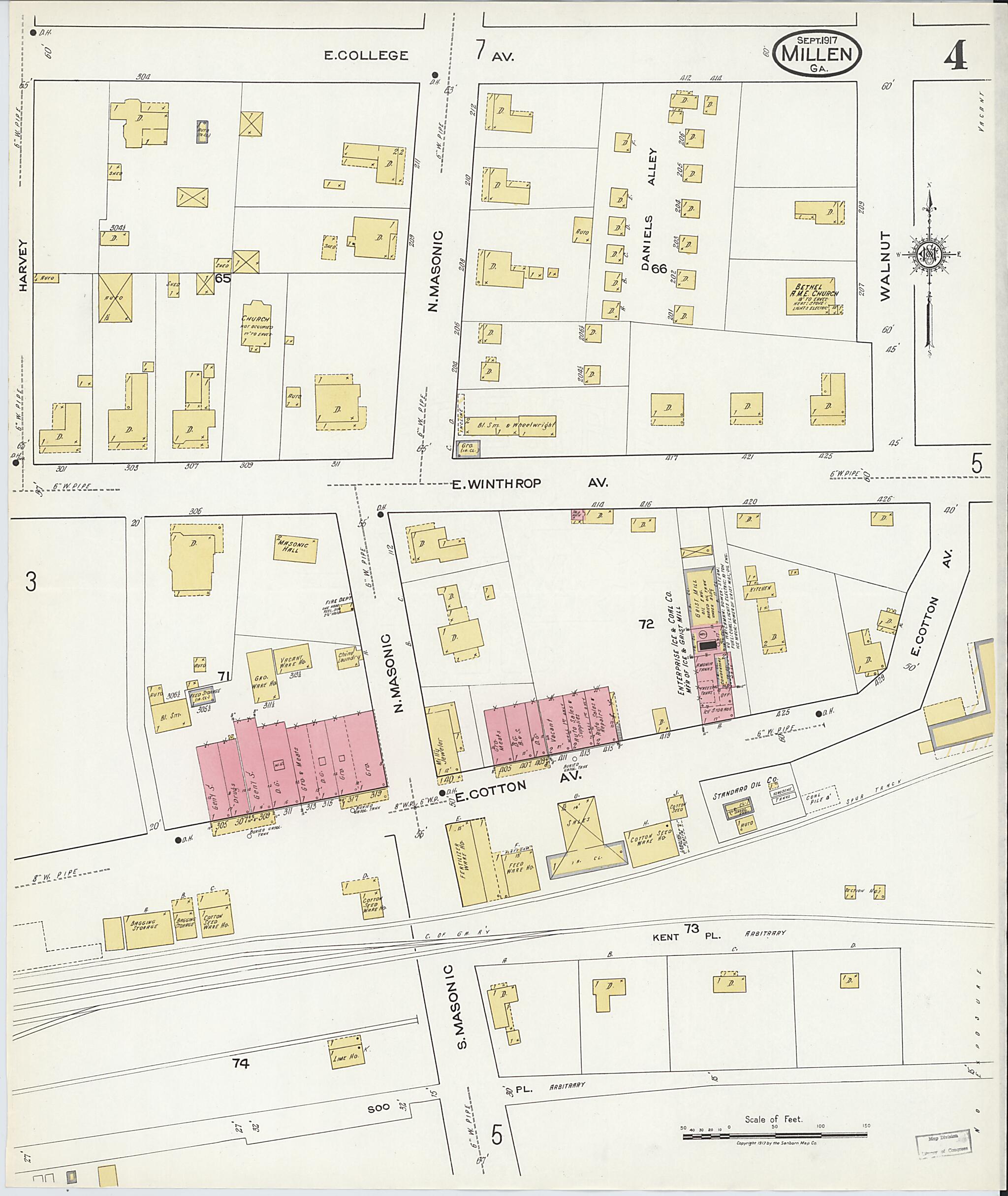 Old Map of Millen, Jenkins County, Georgia [1917] Millen, Jenkins ...