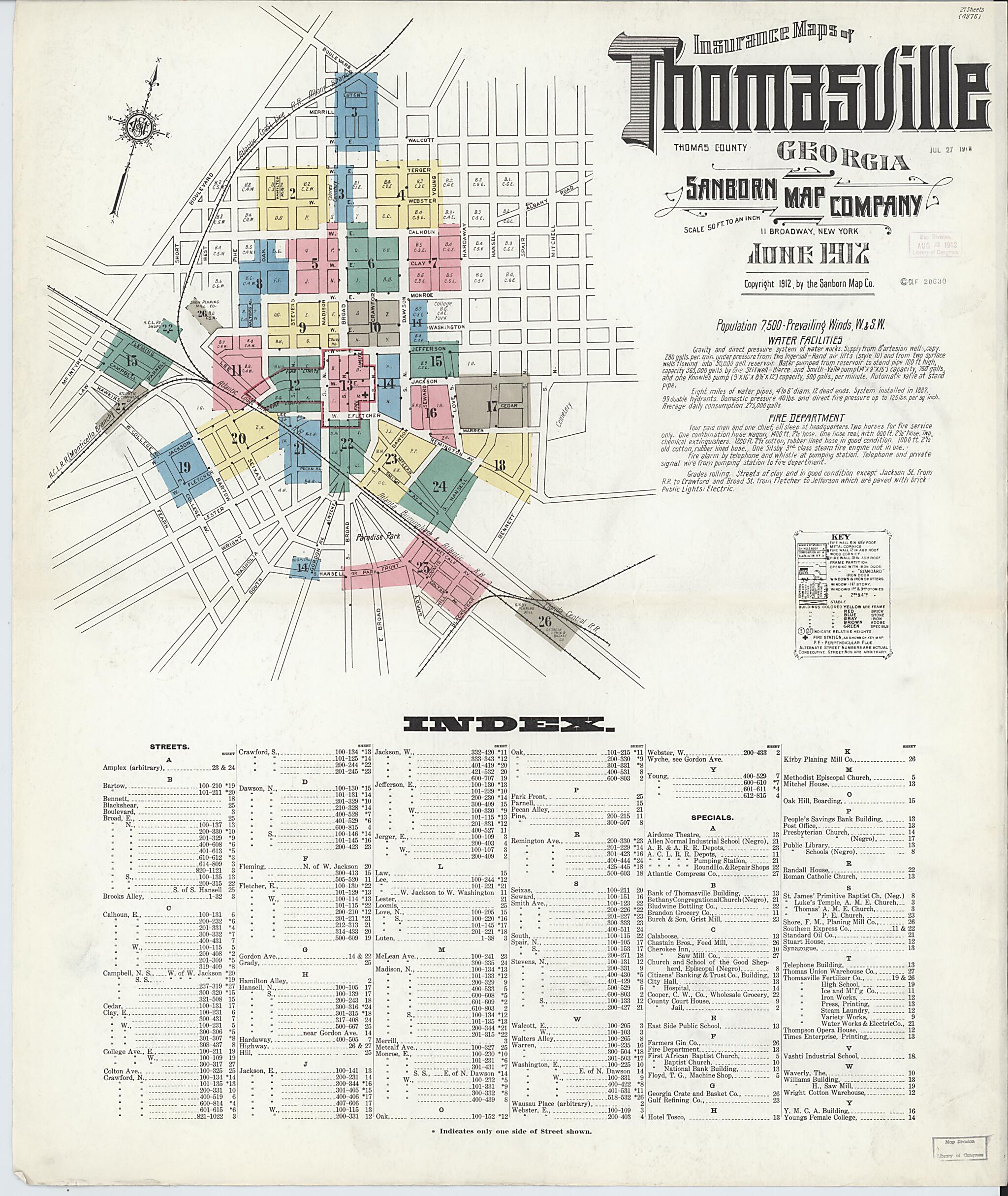 Old Map of Thomasville, Thomas County, Georgia [1912] Thomasville ...
