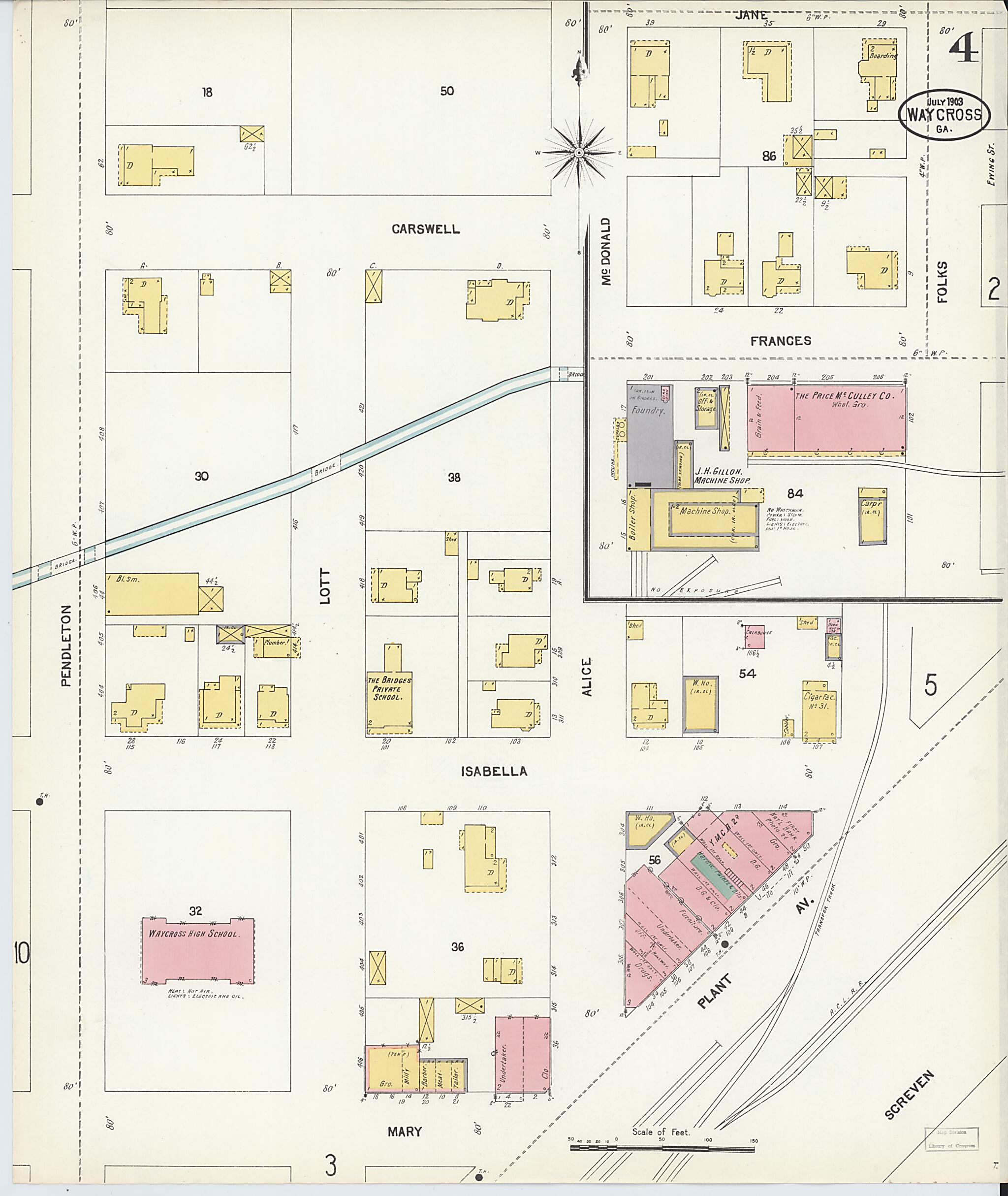 Old Map of Waycross, Ware County, Georgia [1903] Waycross, Ware County ...