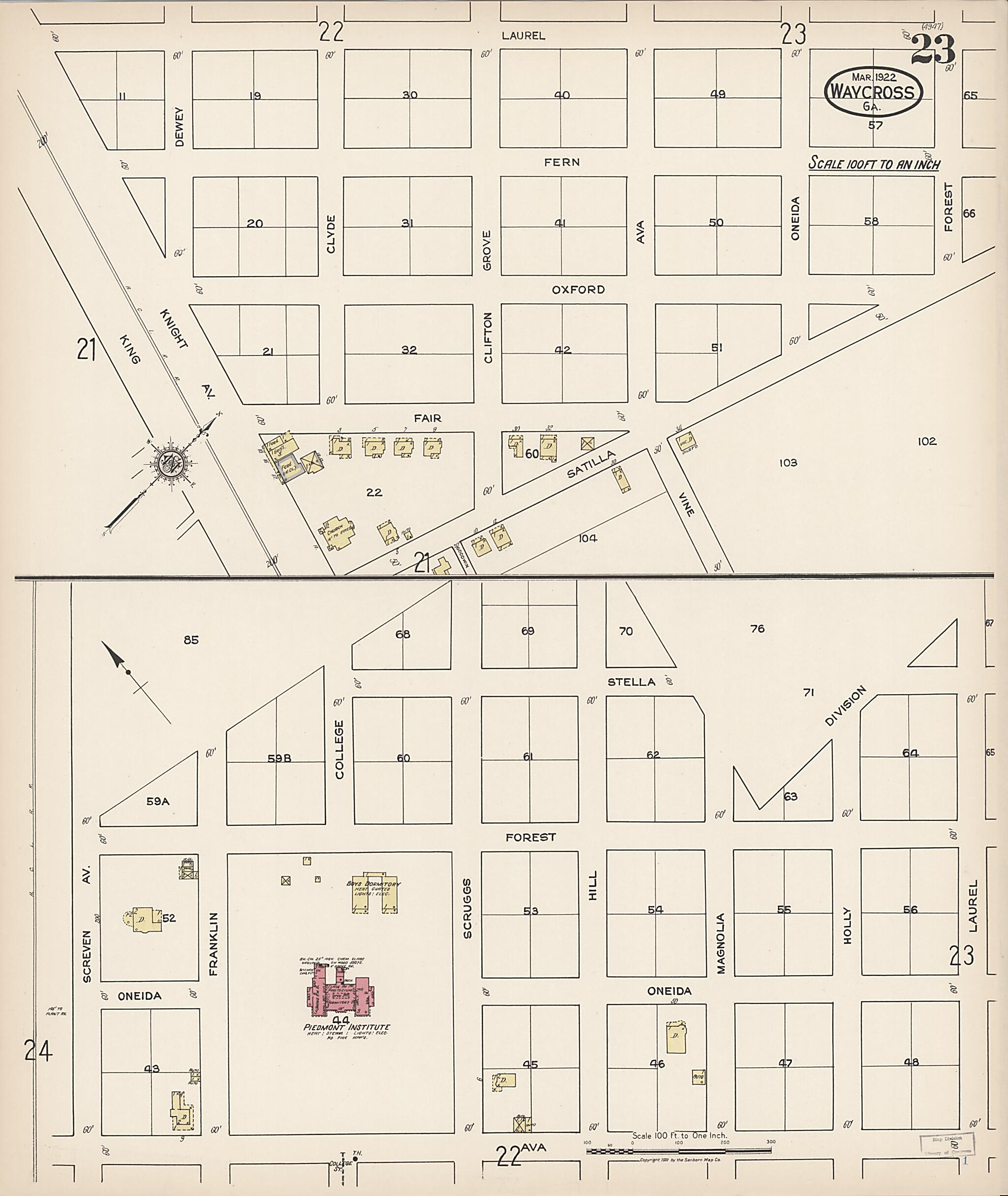 Old Map of Waycross, Ware County, Georgia [1922] Waycross, Ware County ...
