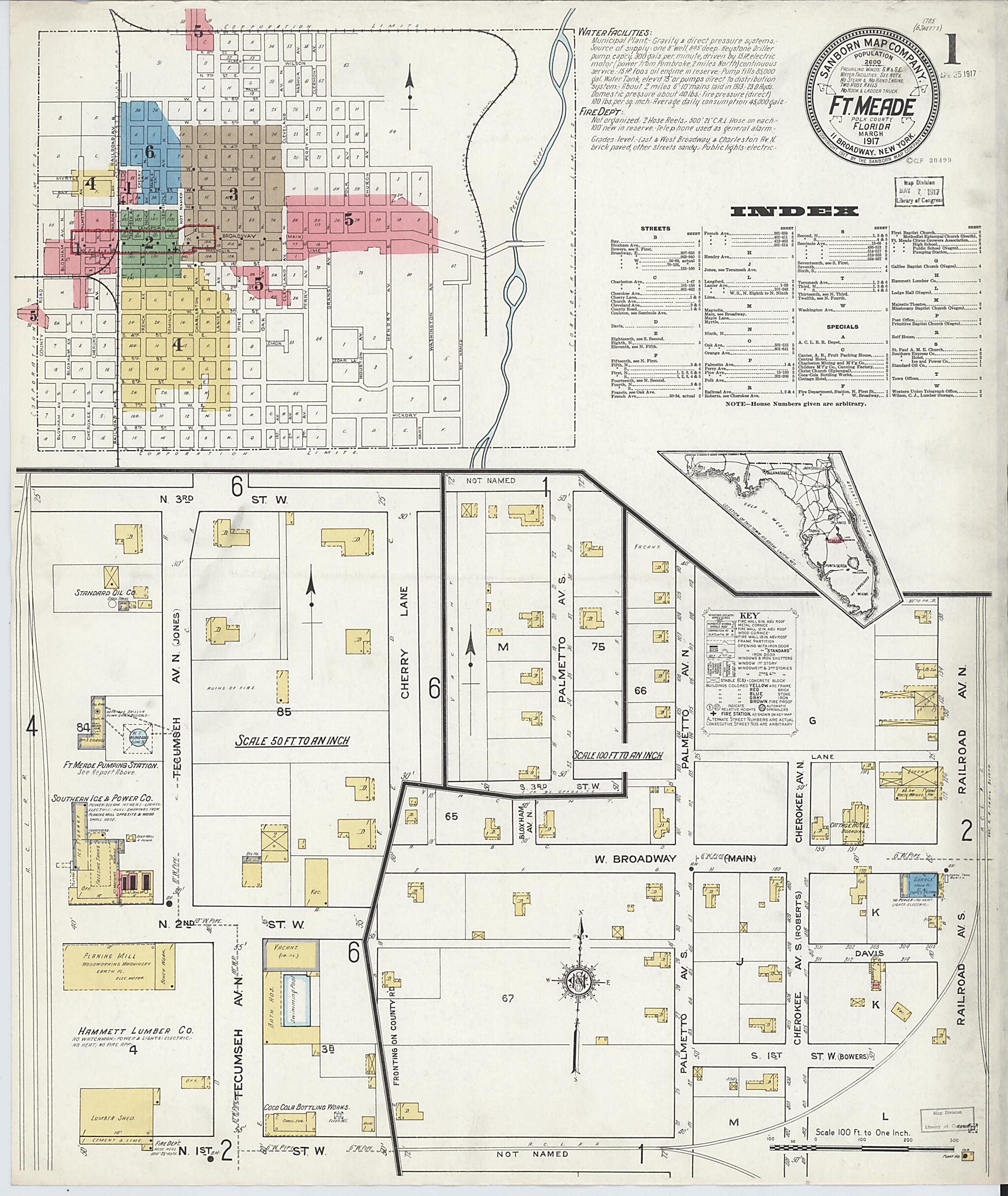 Old Map of Fort Meade, Polk County, Florida [1917] Fort Meade, Polk ...