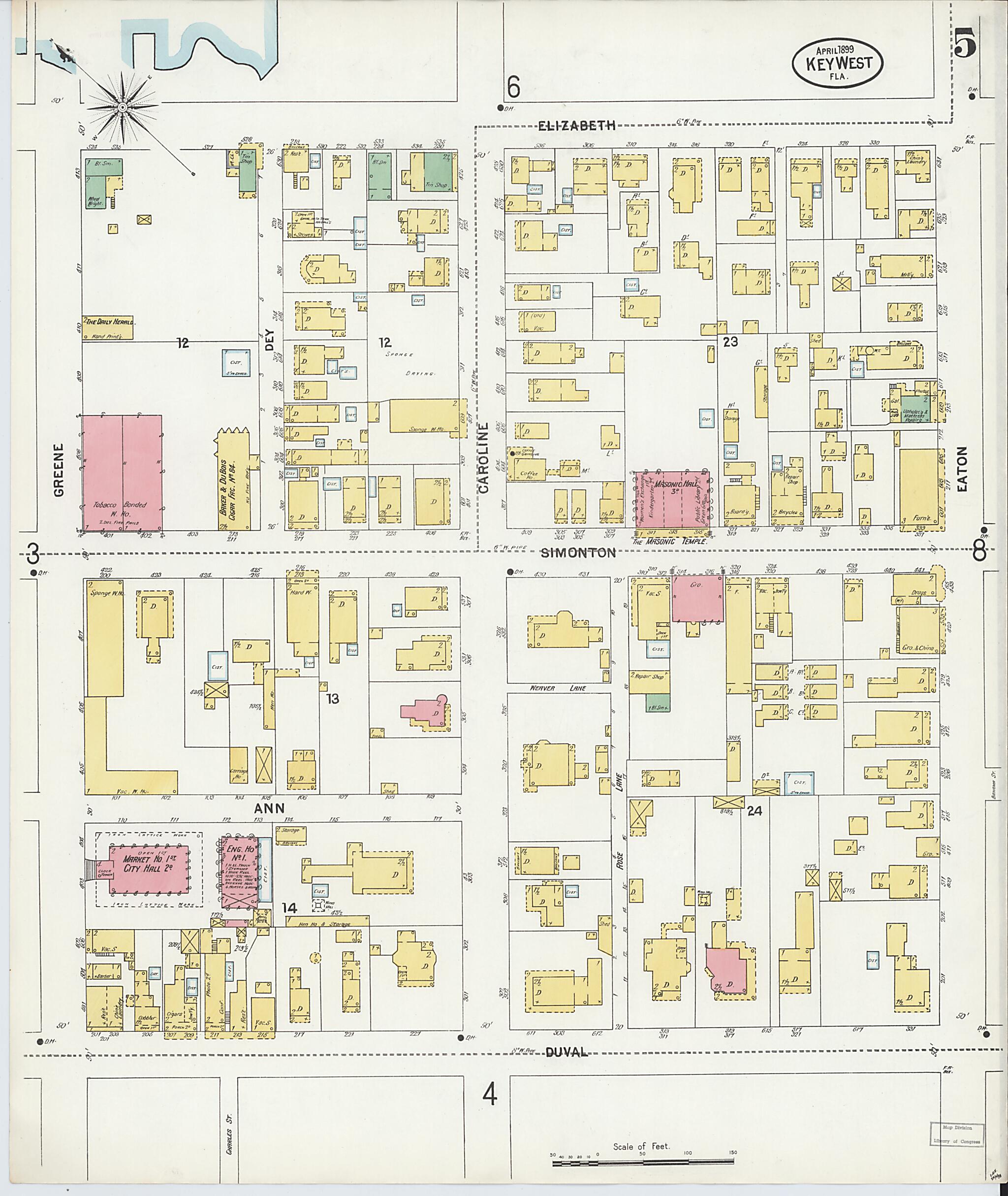 Old Map of Key West, Monroe County, Florida [1899] Key West, Monroe ...