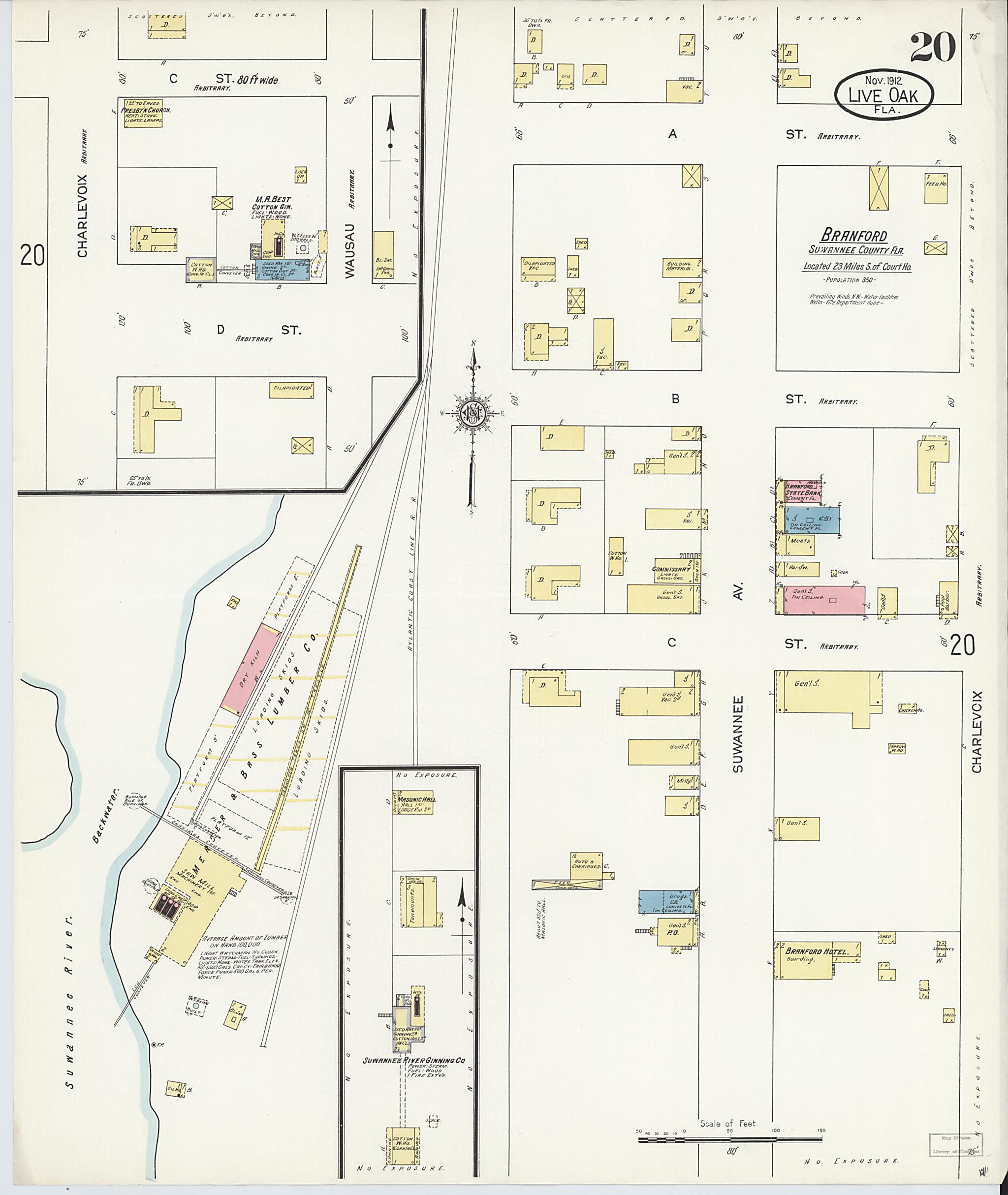 Old Map of Live Oak, Suwanee County, Florida [1912] Live Oak, Suwanee ...