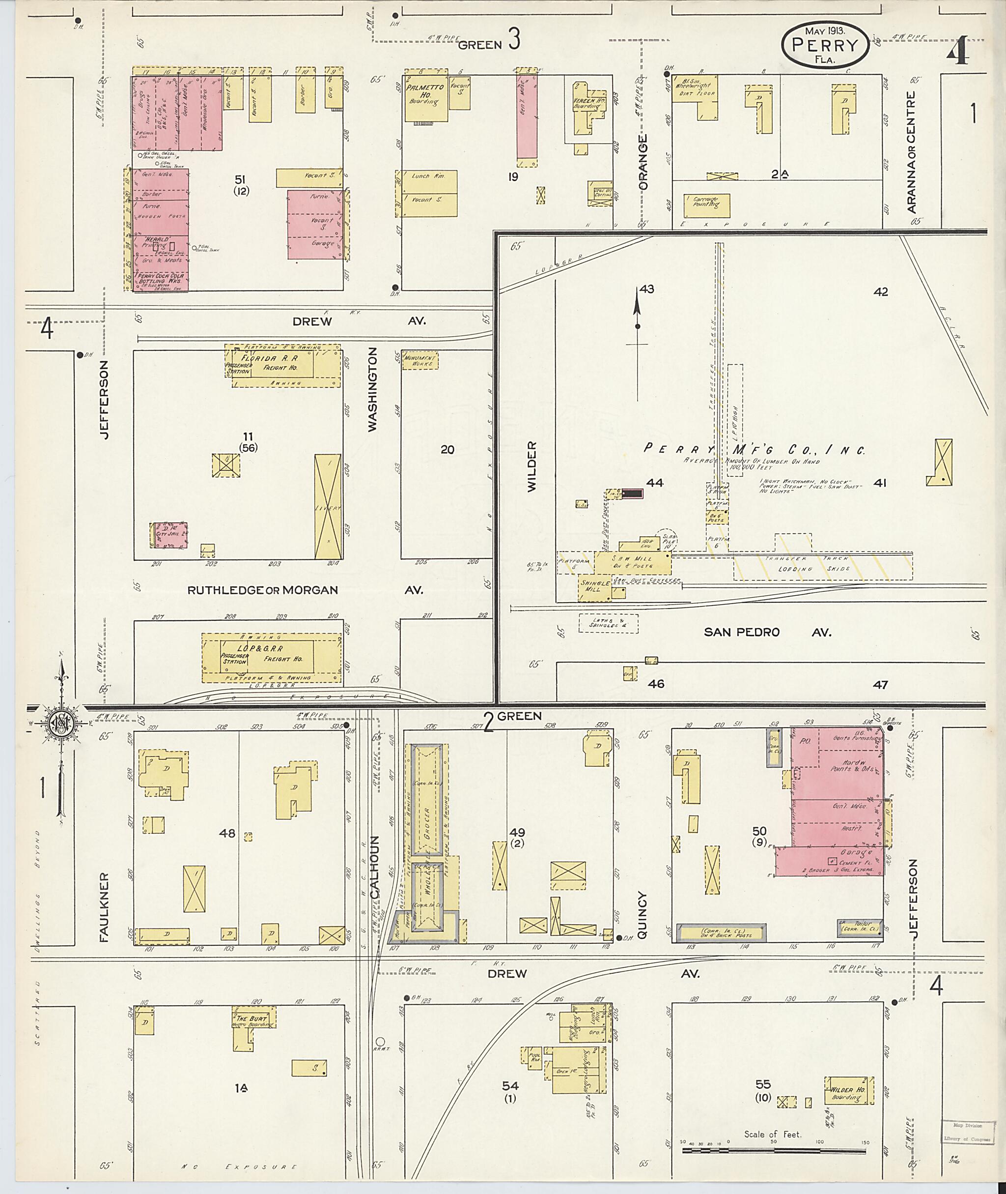 Old Map of Perry, Taylor County, Florida [1913] Perry, Taylor County ...