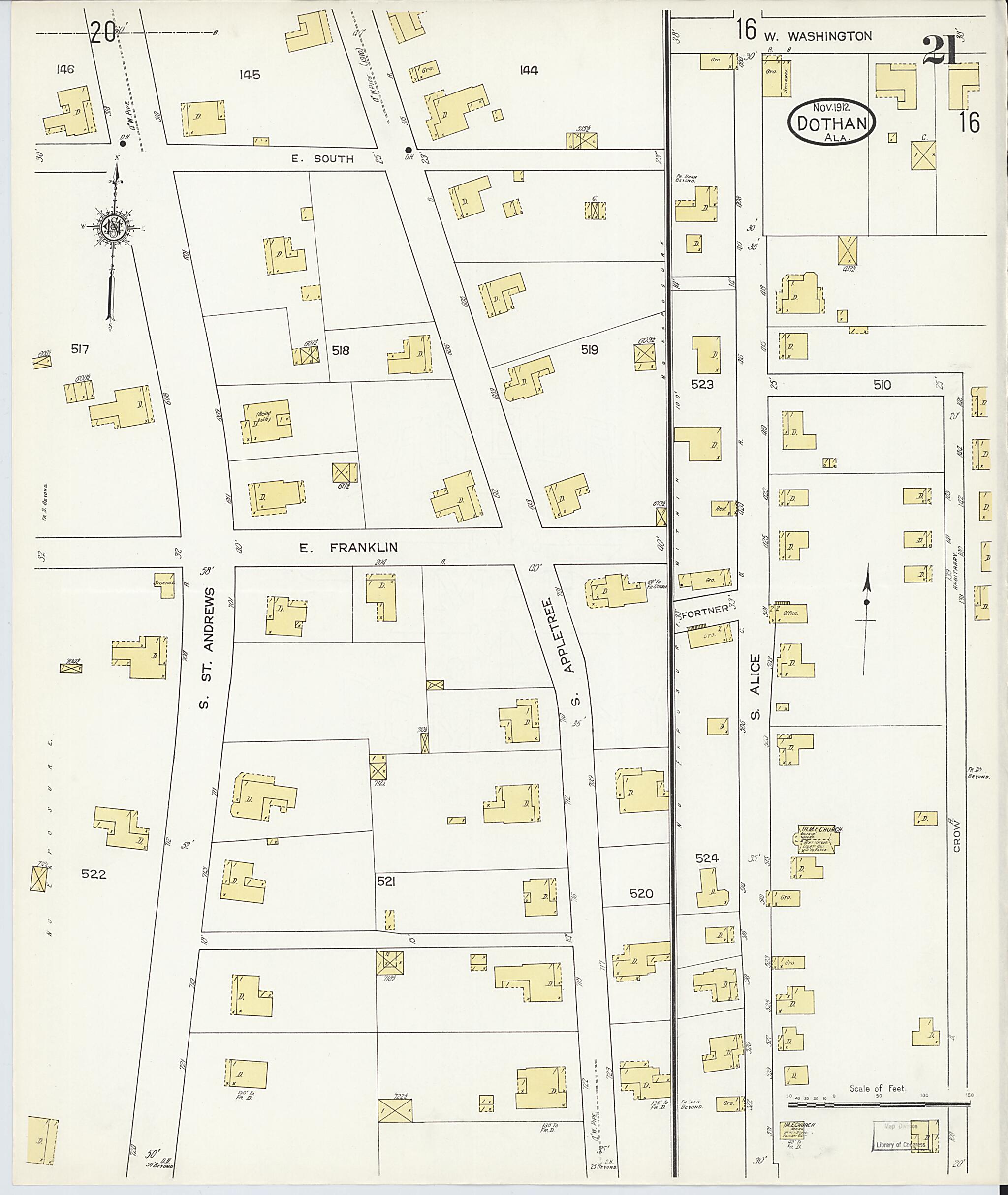 Old Map of Dothan, Houston County, Alabama [1912] Dothan, Houston ...