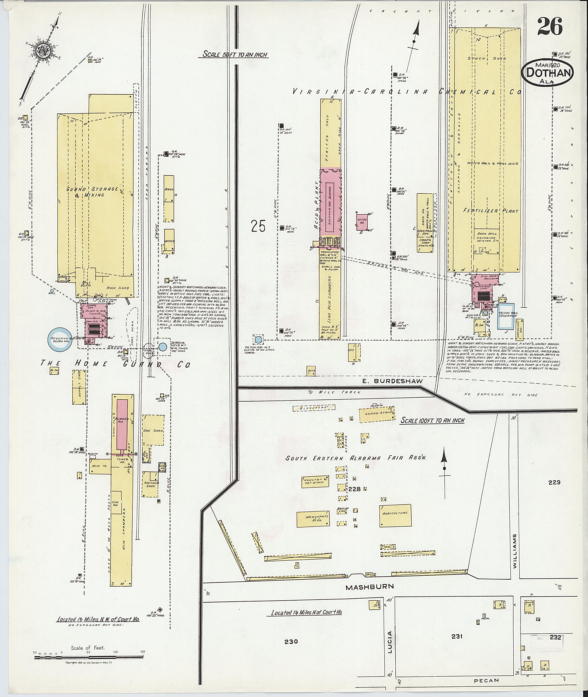 Old Map of Dothan, Houston County, Alabama [1920] Dothan, Houston ...